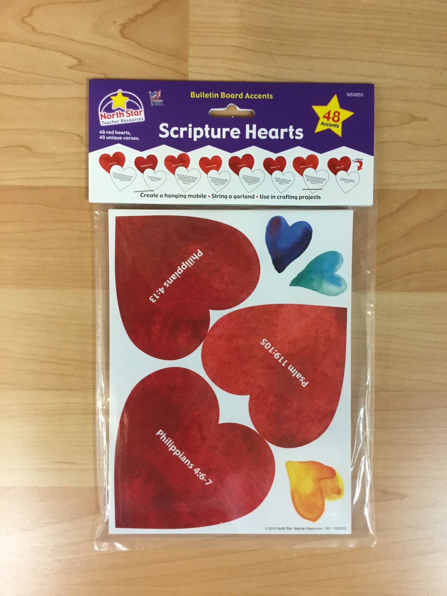 Scripture Hearts Cutouts 48pc - School Spot