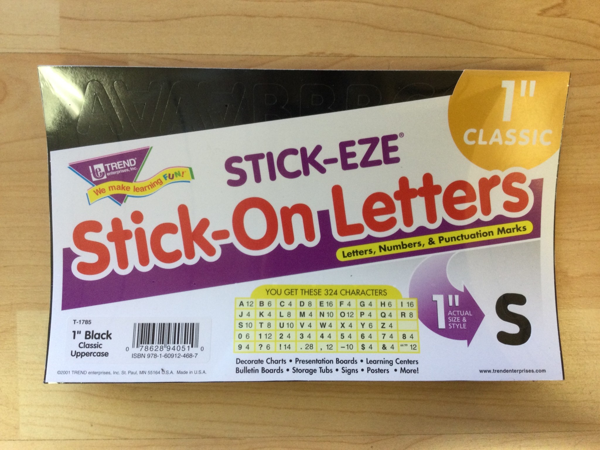Black 1" Stick-Eze Letters 324pc - School Spot