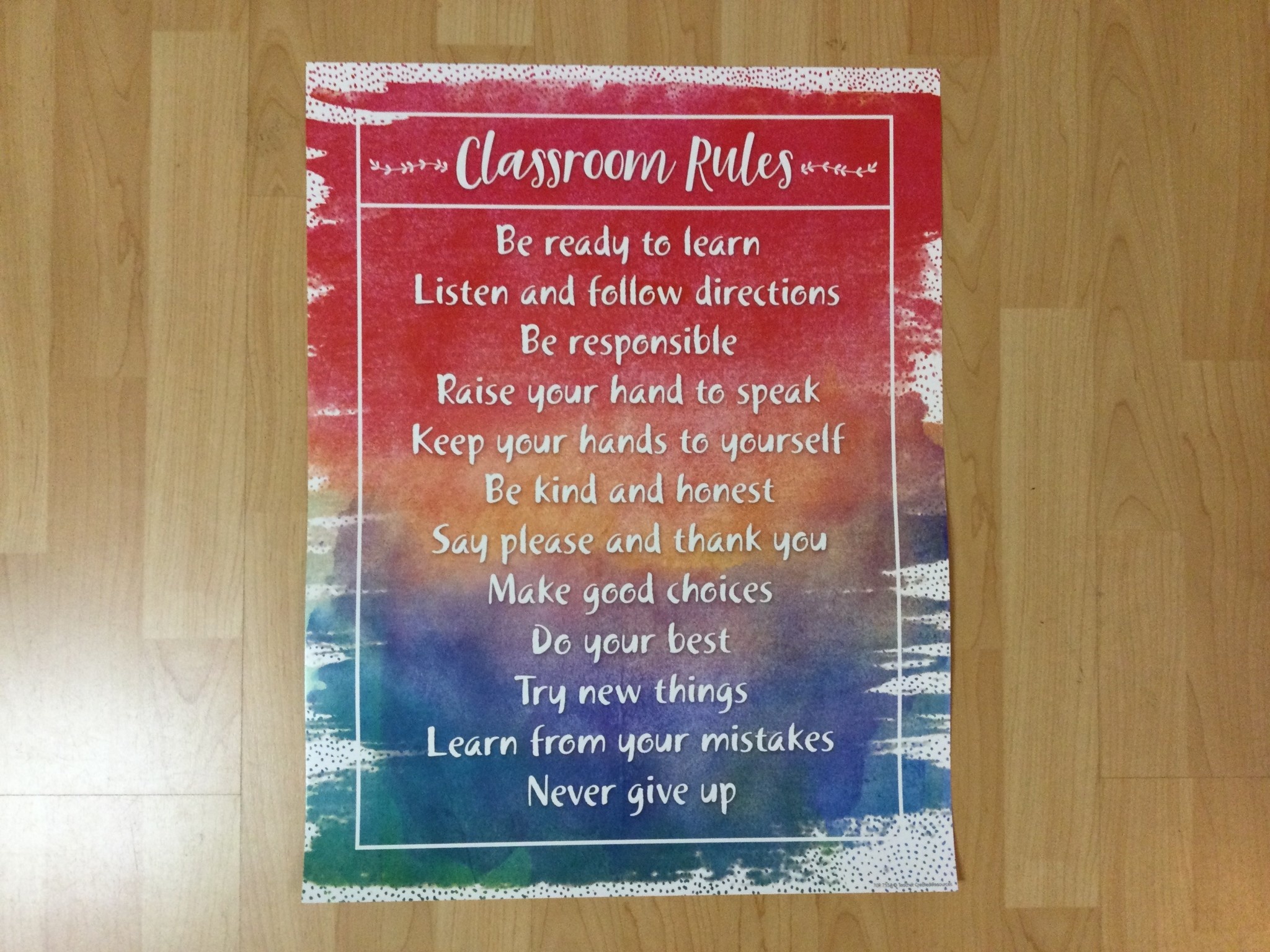 Watercolor Class Rules Chart - School Spot