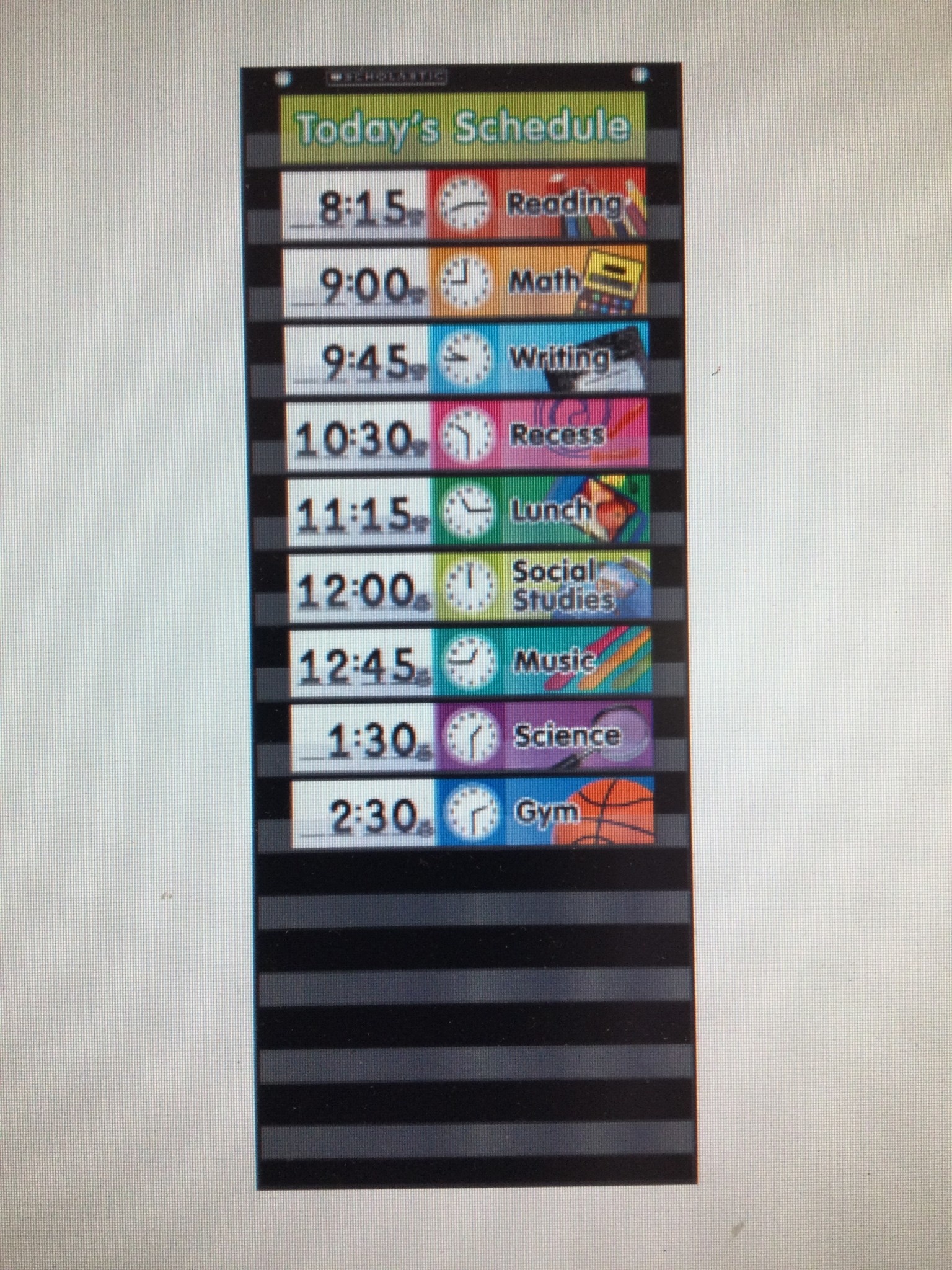 Daily Schedule 14 Pocket Chart Black w/16 cards - School Spot