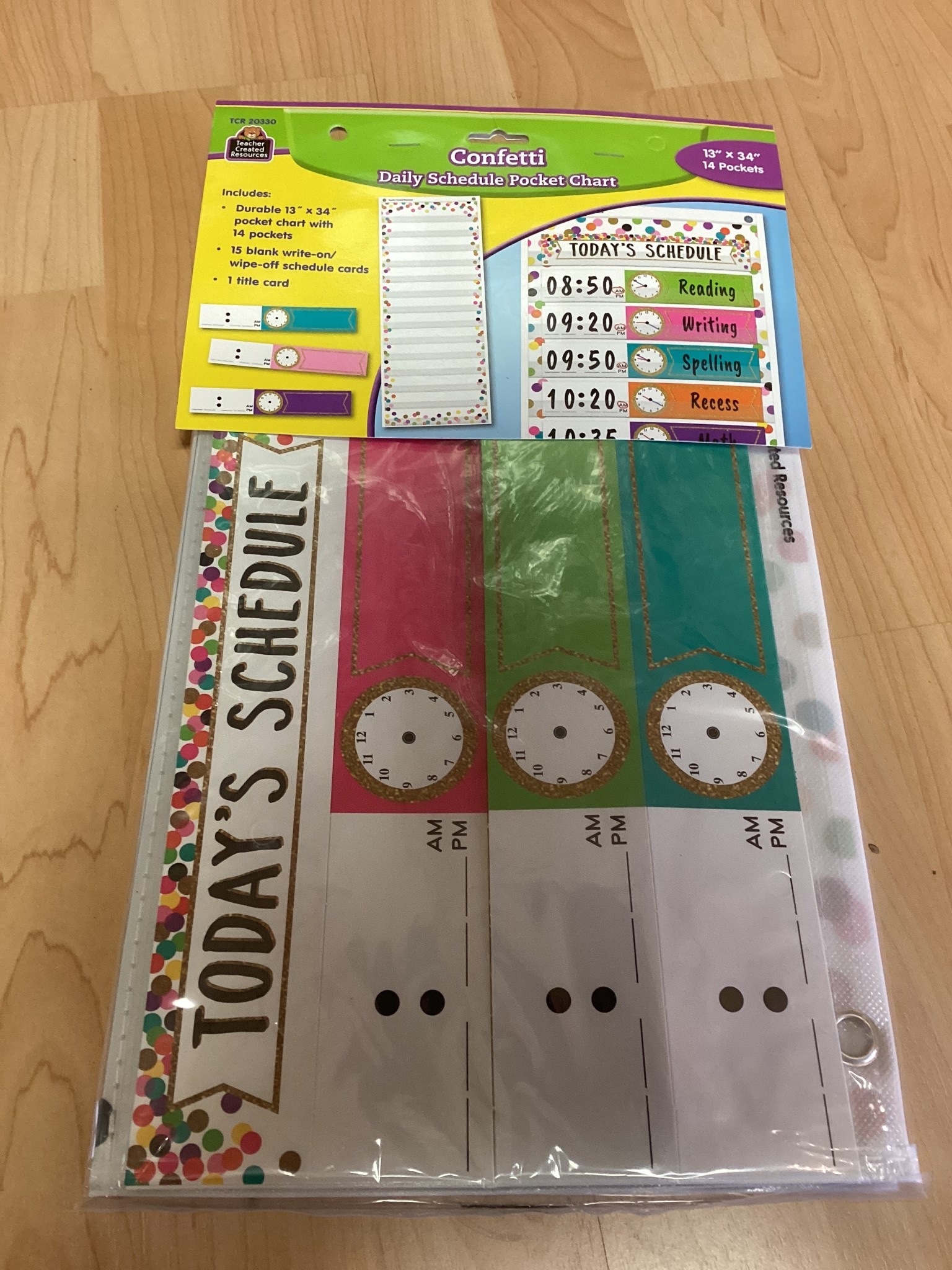 Confetti 14 Pocket Daily Schedule Pocket Chart - School Spot