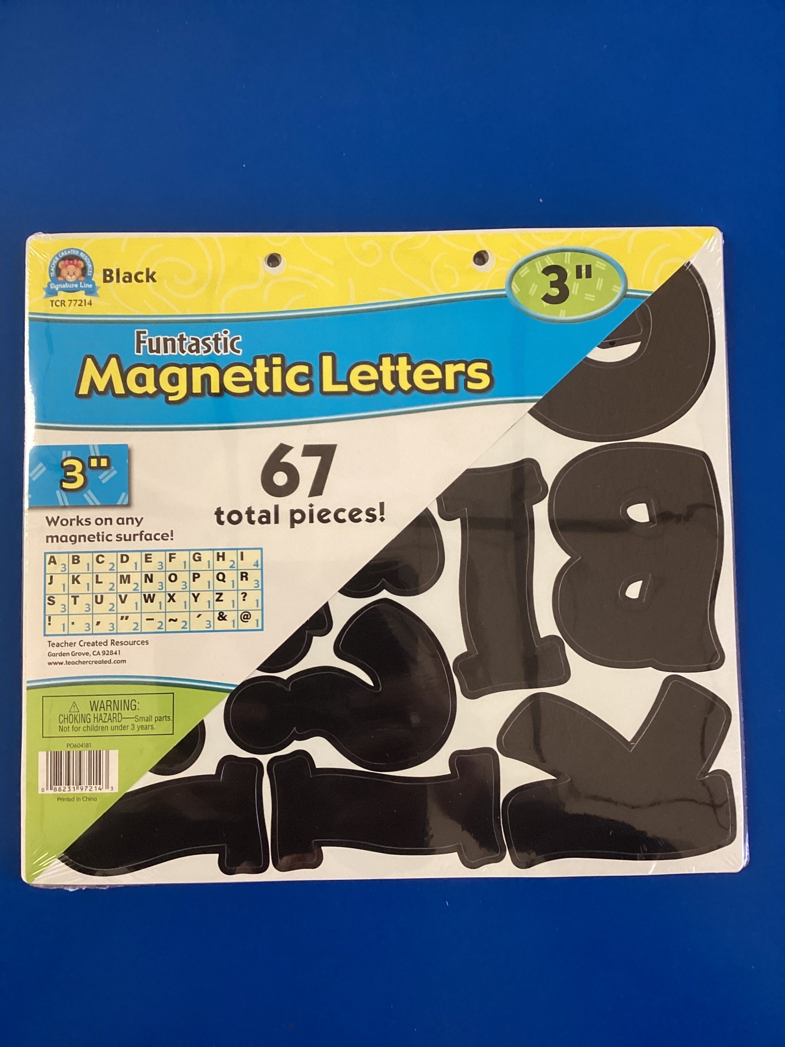 Black Funtastic Magnetic Letters 3" 67pc - School Spot