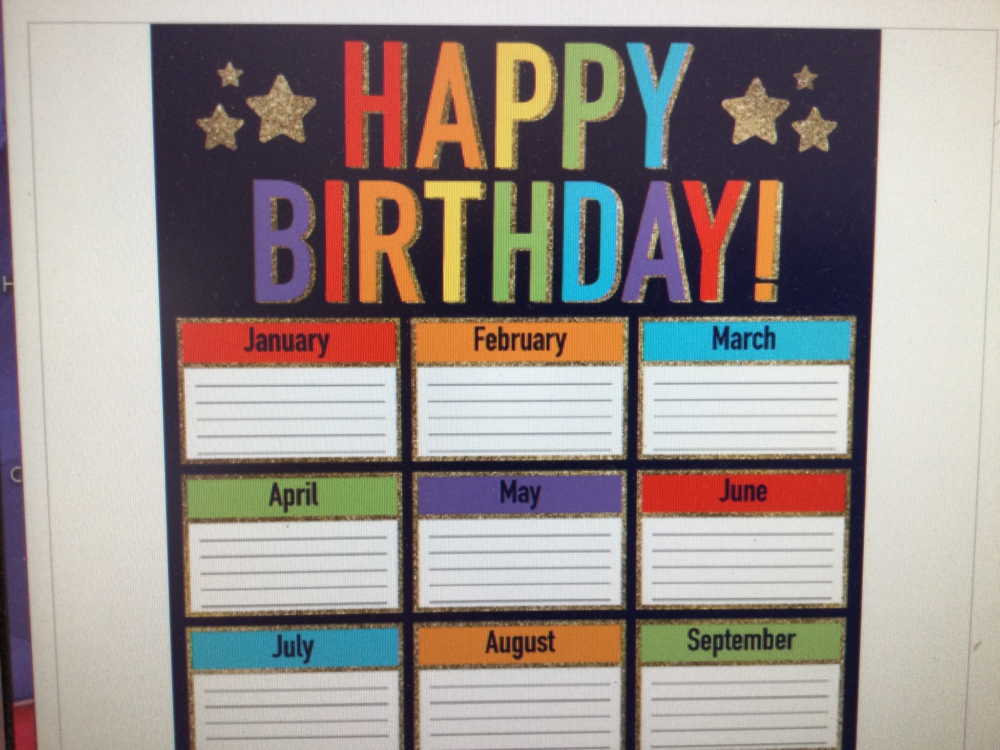 Sparkle & Shine Birthday Chart Sparkle & Shine Birthday Chart - School Spot