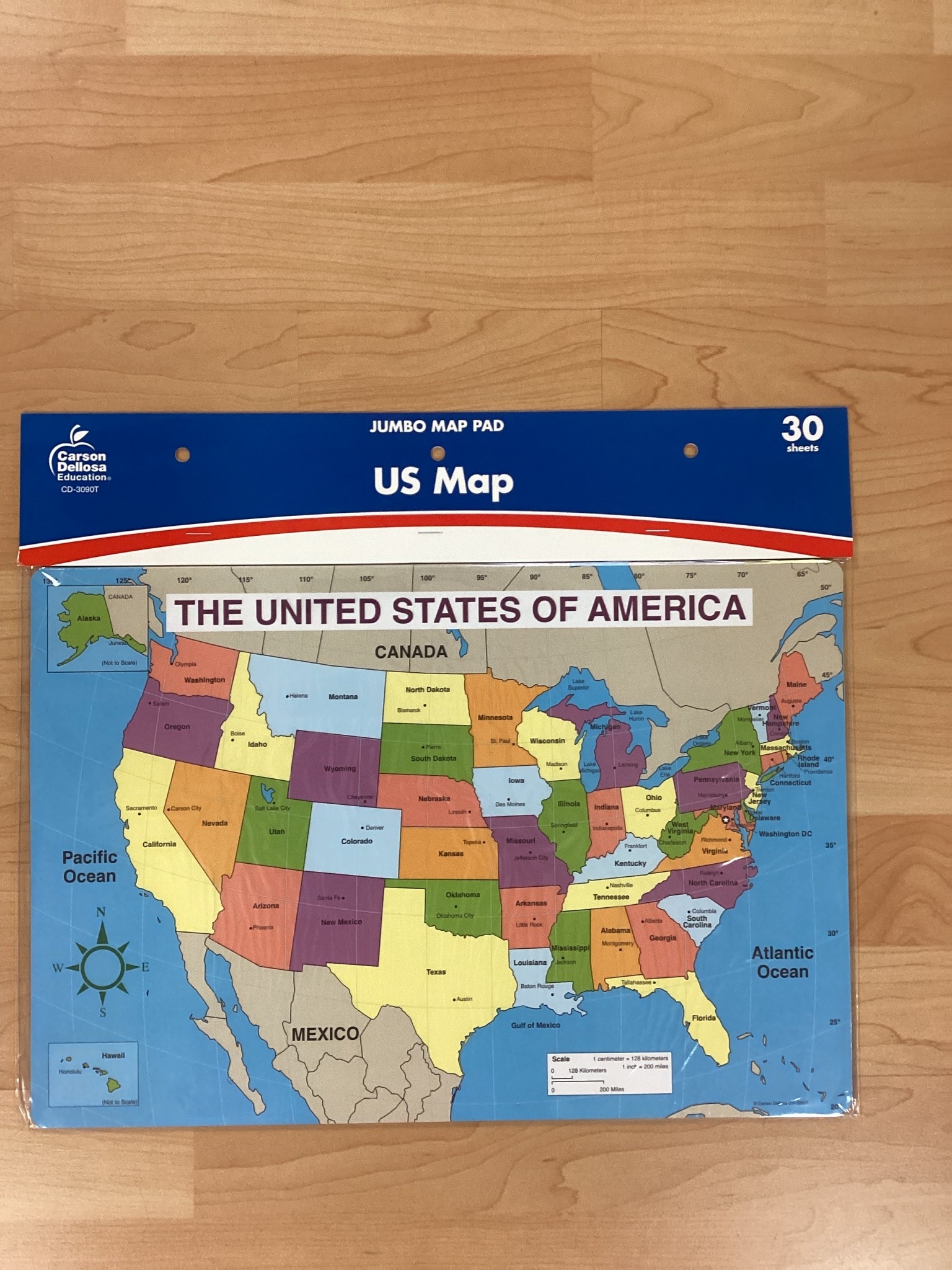 US Map Labeled Jumbo Pad 30 Sheets - School Spot