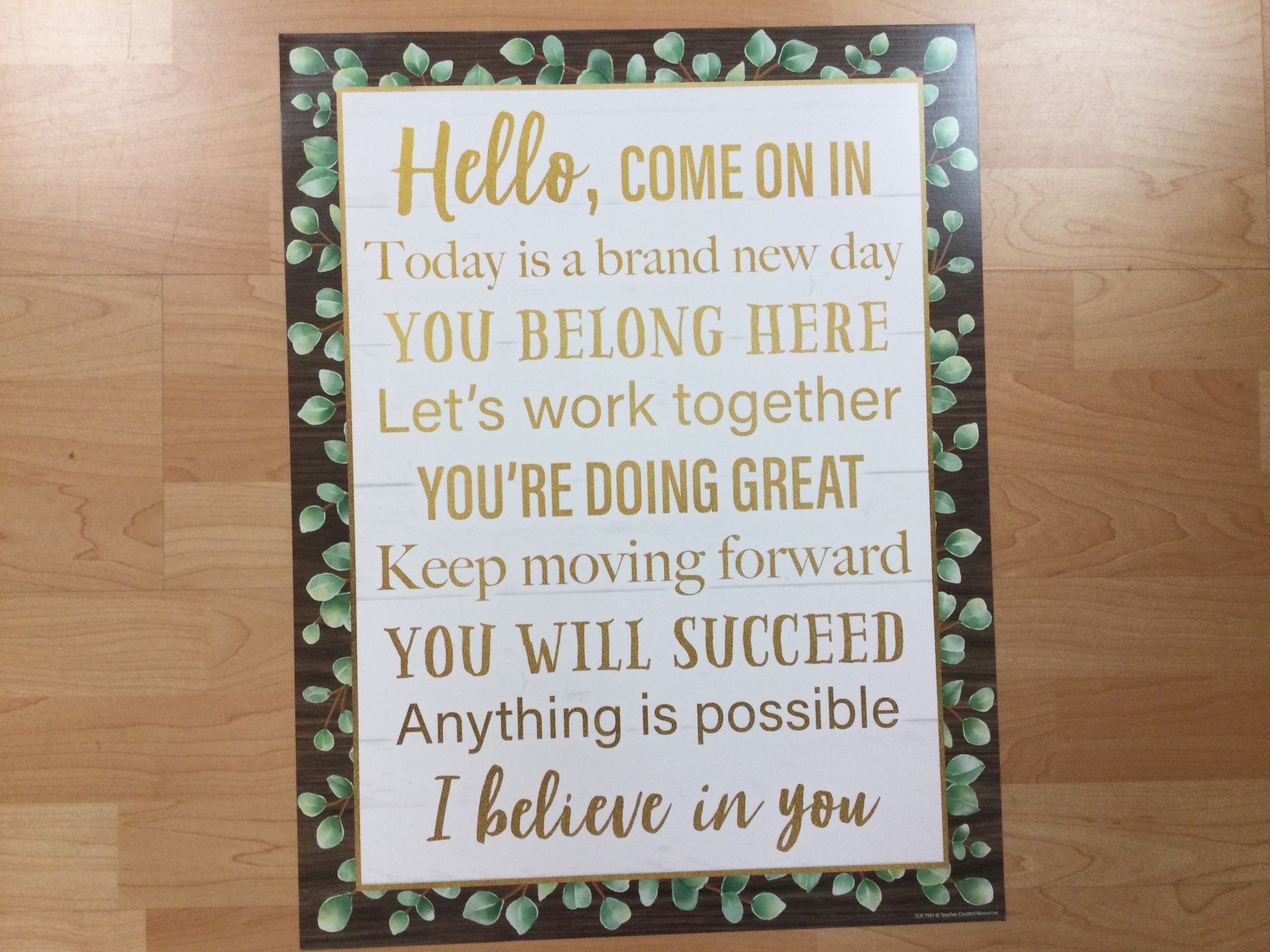 Eucalyptus Welcome Chart Eucalyptus Hello Chart - School Spot