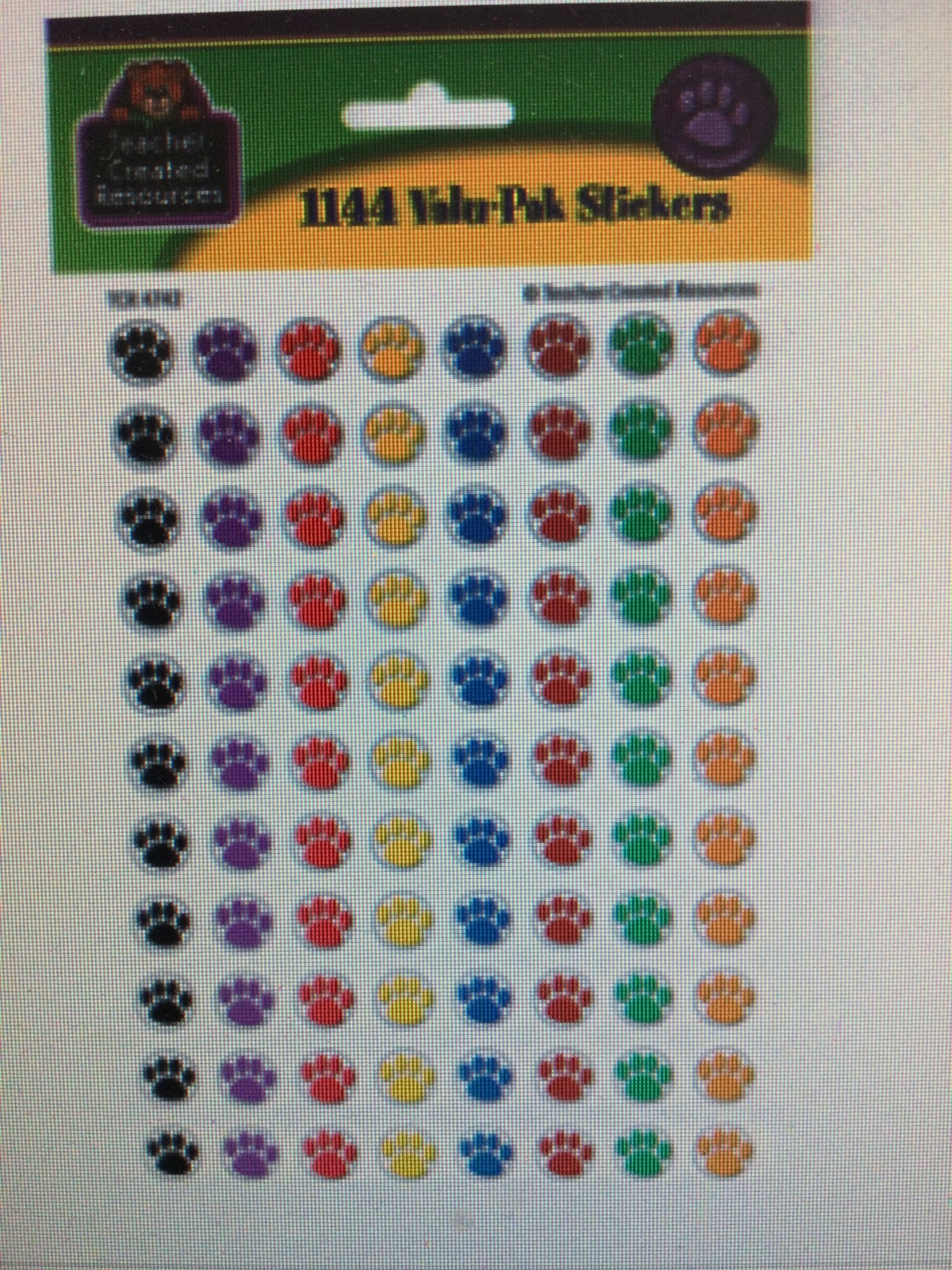 1144 Paw Print Spot Stickers Colorful Paw Print Stickers - School Spot
