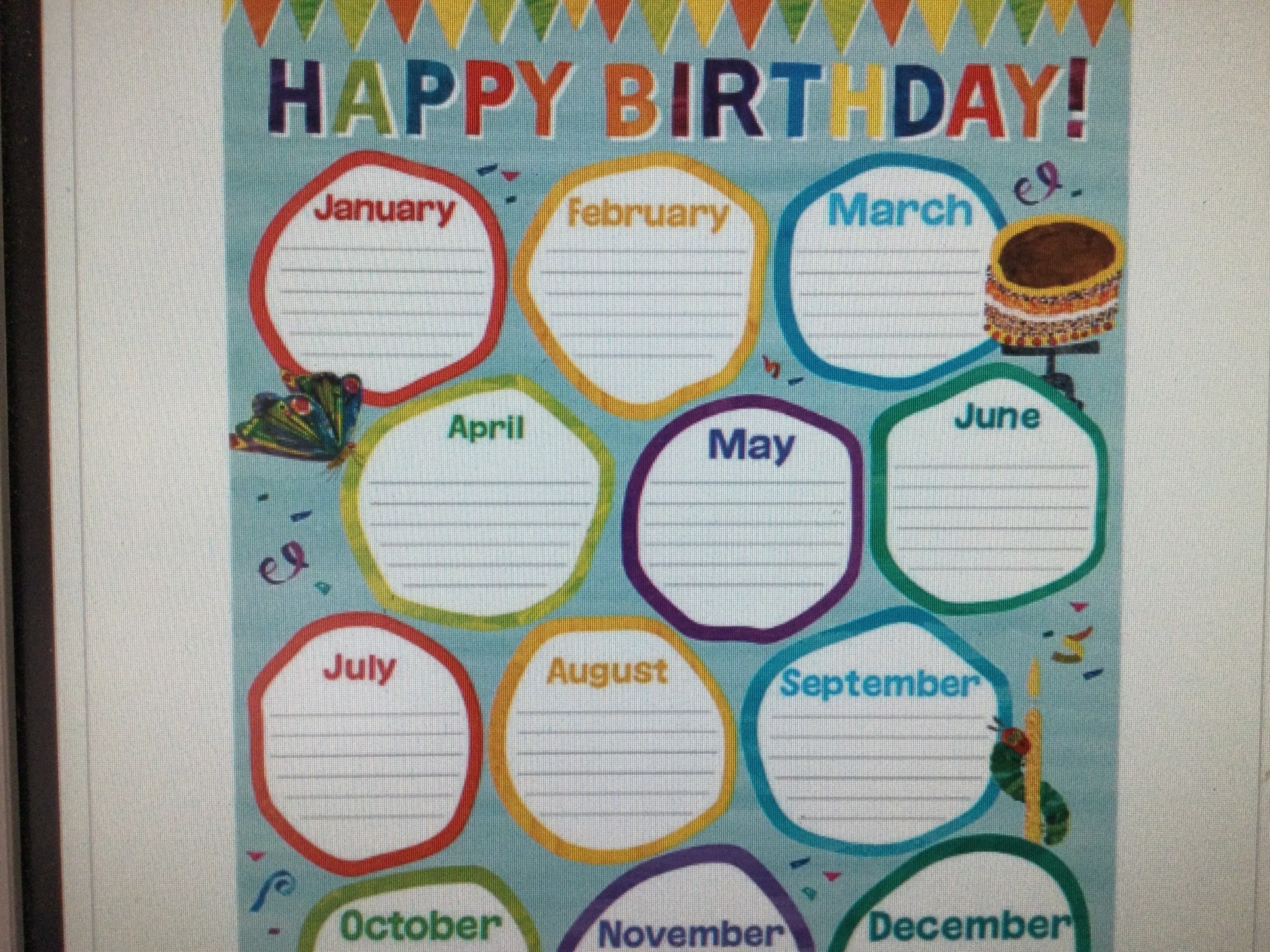 Eric Carle Birthday Chart - School Spot