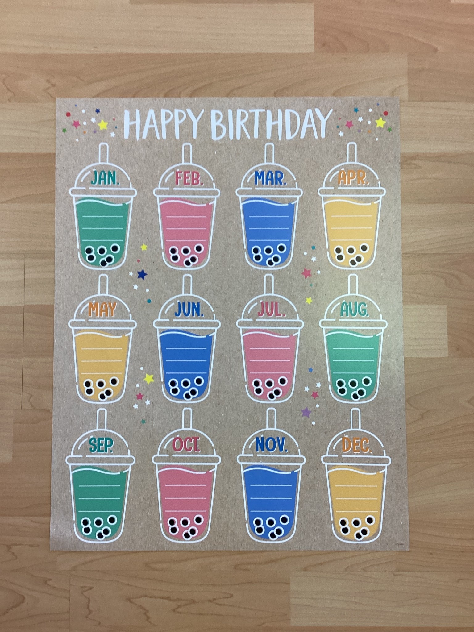 Bubble Tea Happy Birthday Chart - School Spot