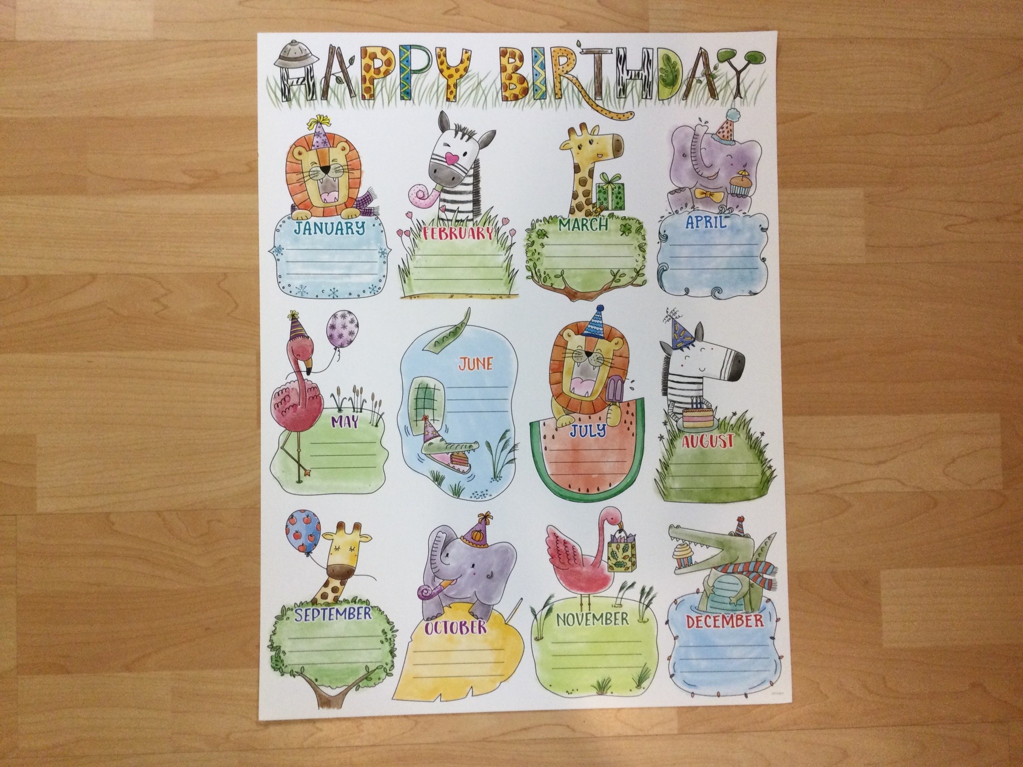 Safari Friends Birthday Chart - School Spot