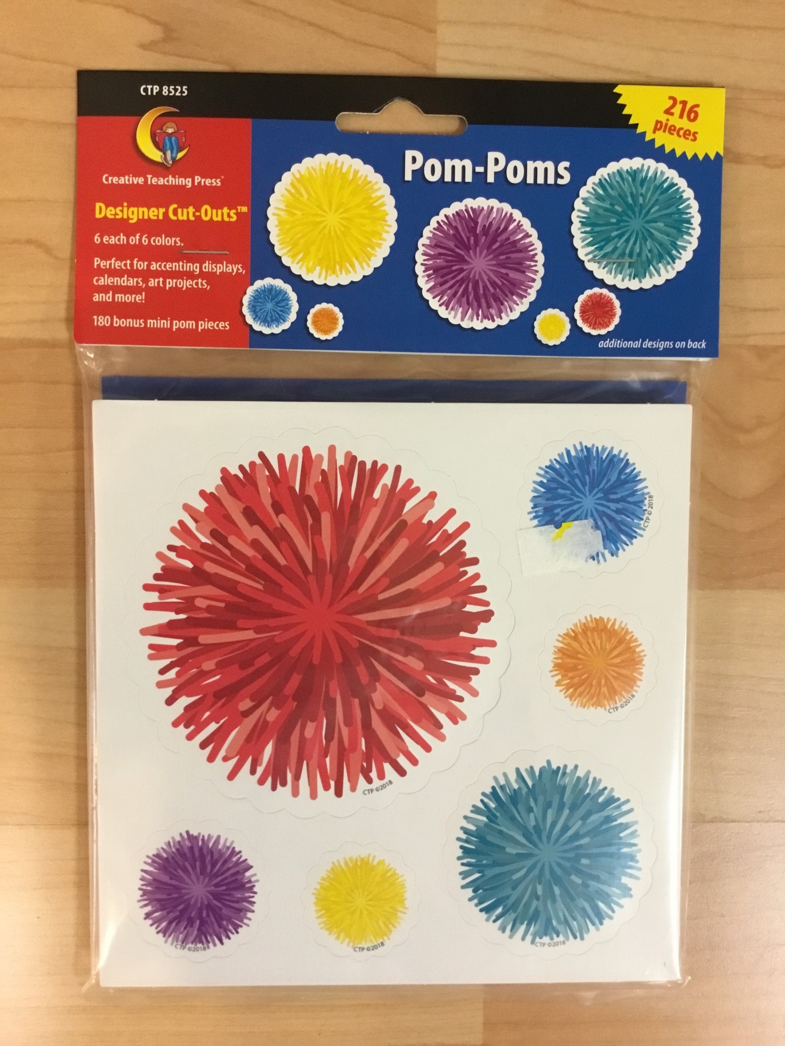Pom-Poms Cutouts 216pc - School Spot