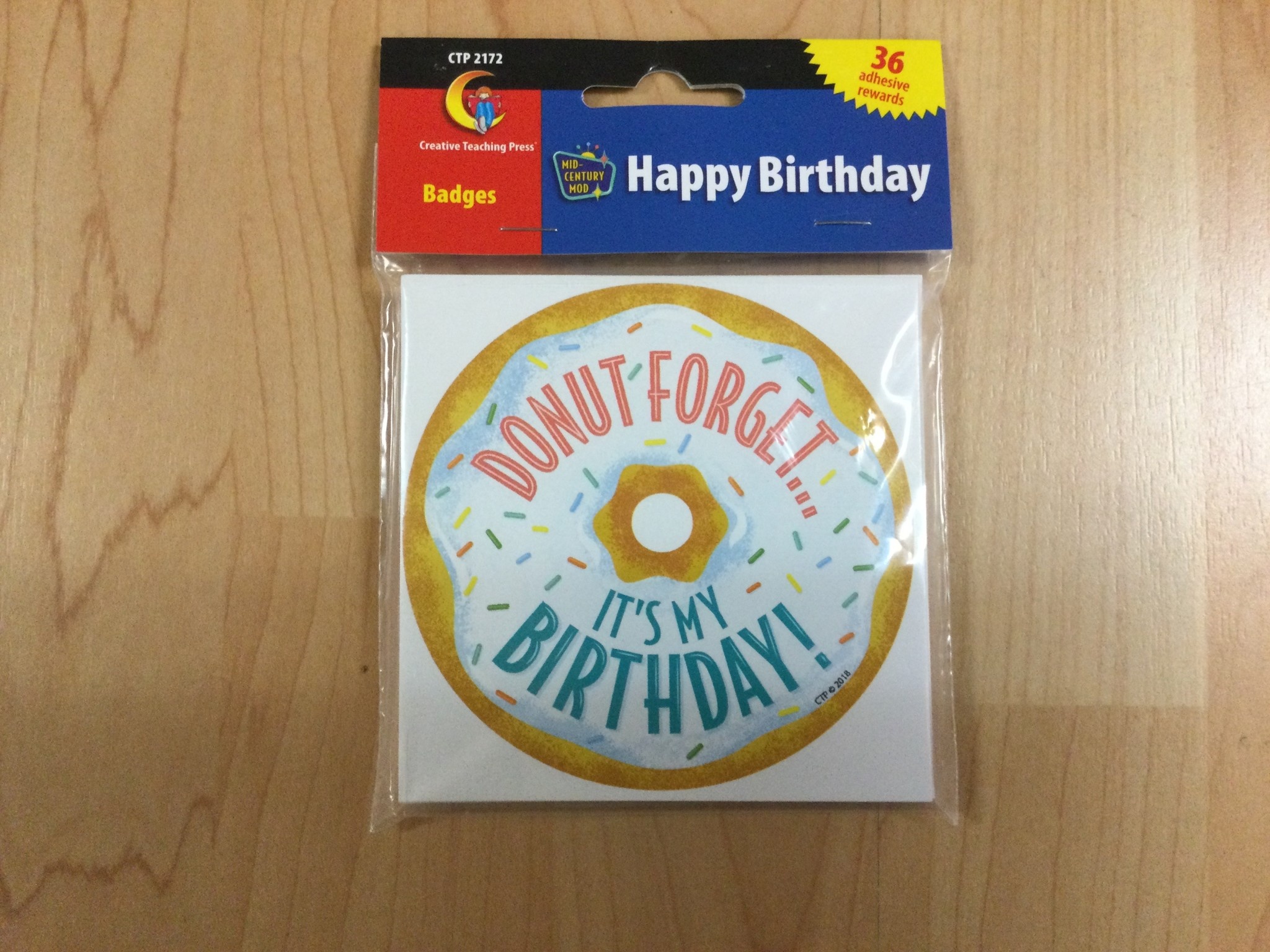 Donut Happy Birthday Badges 36pc - School Spot