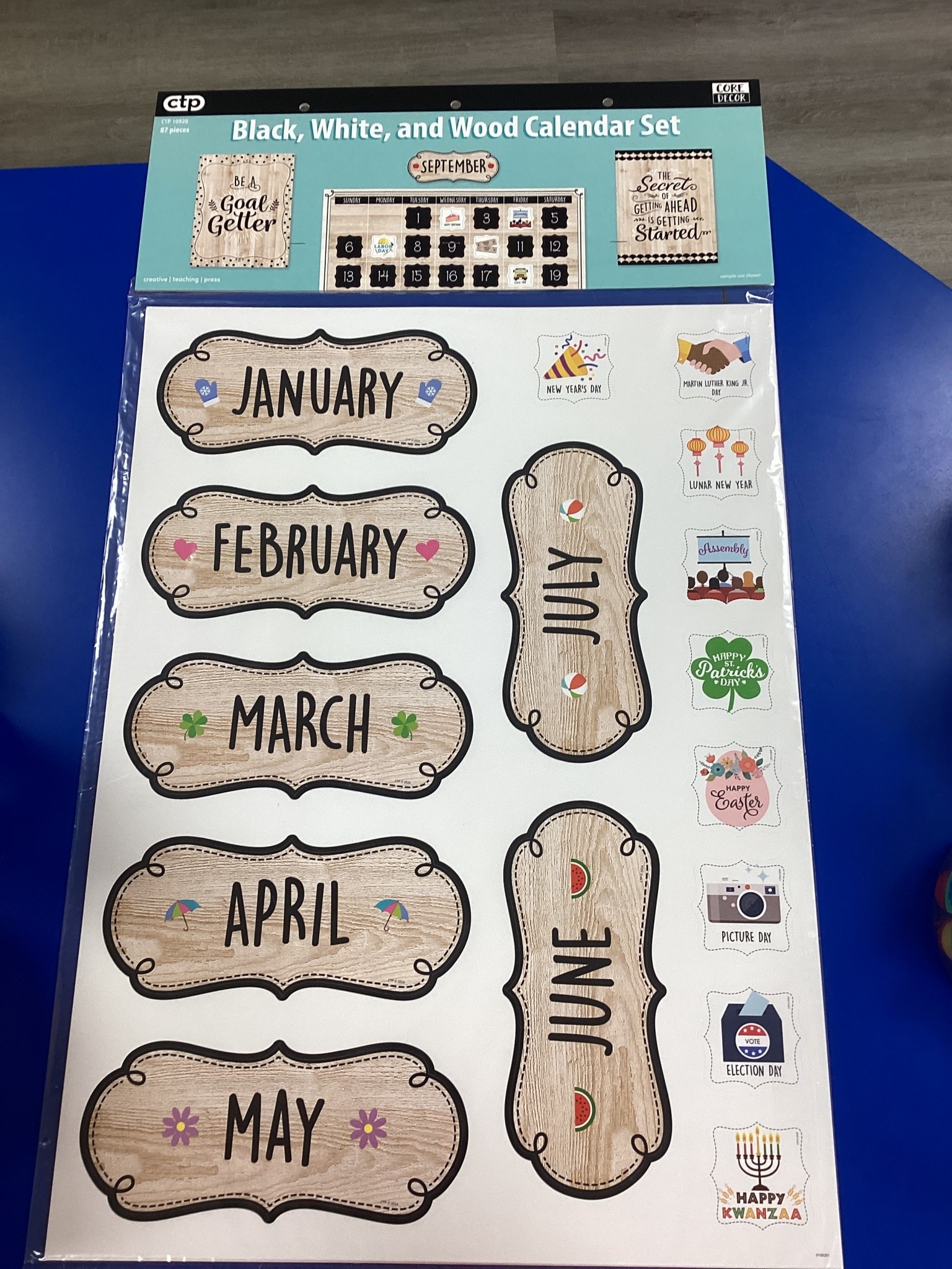 Black, White, and Wood Calendar Set - School Spot