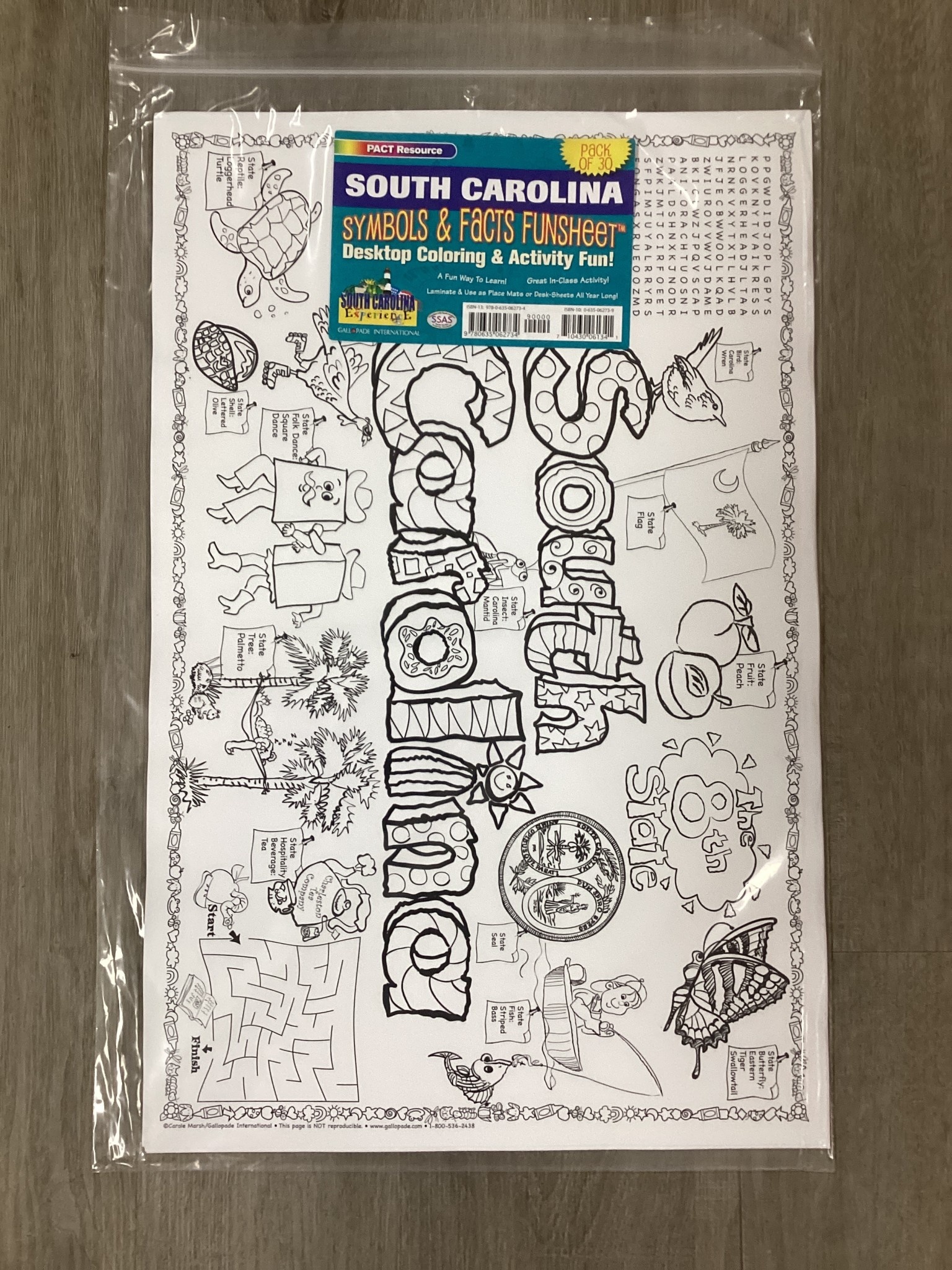 South Carolina Symbols and Facts Funsheet (pack of 30) - School Spot