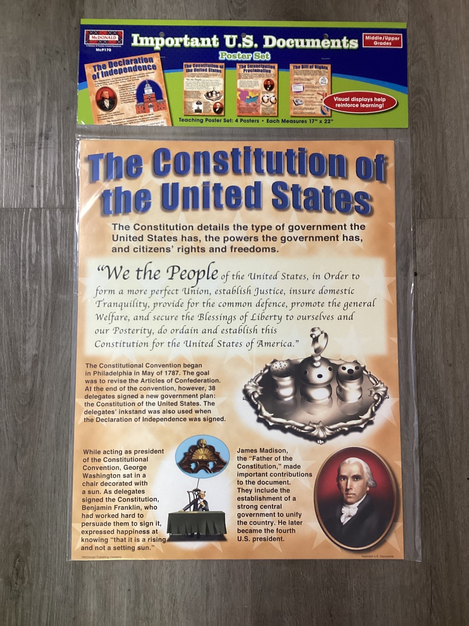 Important US Documents Poster Set:Constitution, Declaration of ...