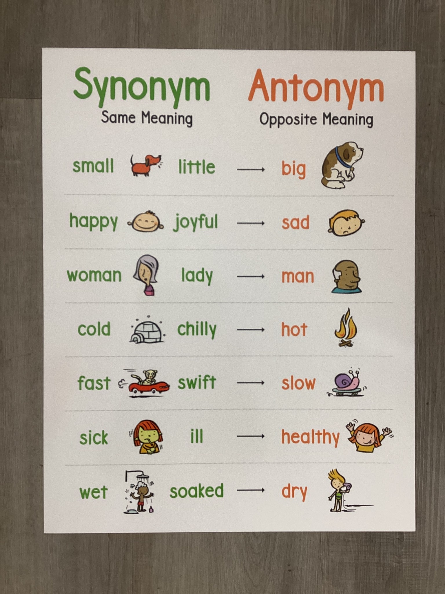 Synonyms & Antonyms Anchor Chart - School Spot