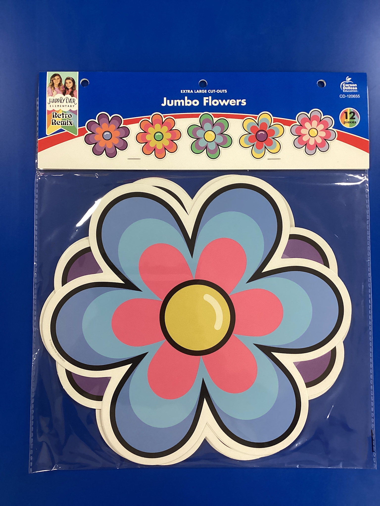 Retro Remix XL Jumbo Flower Cutouts 12pc - School Spot
