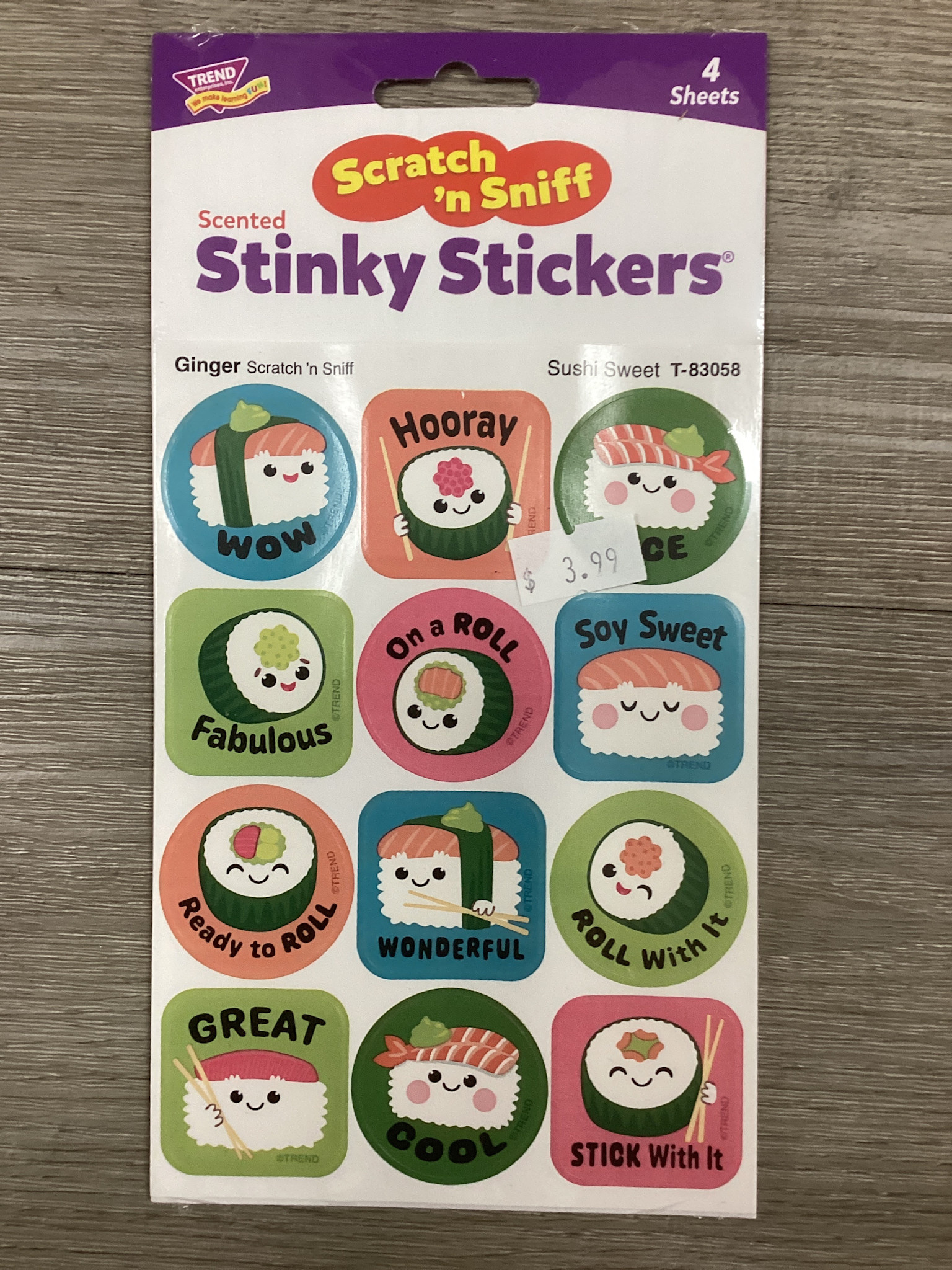 Sushi Sweet Ginger scent Scratch 'n Sniff Stinky Stickers - School Spot