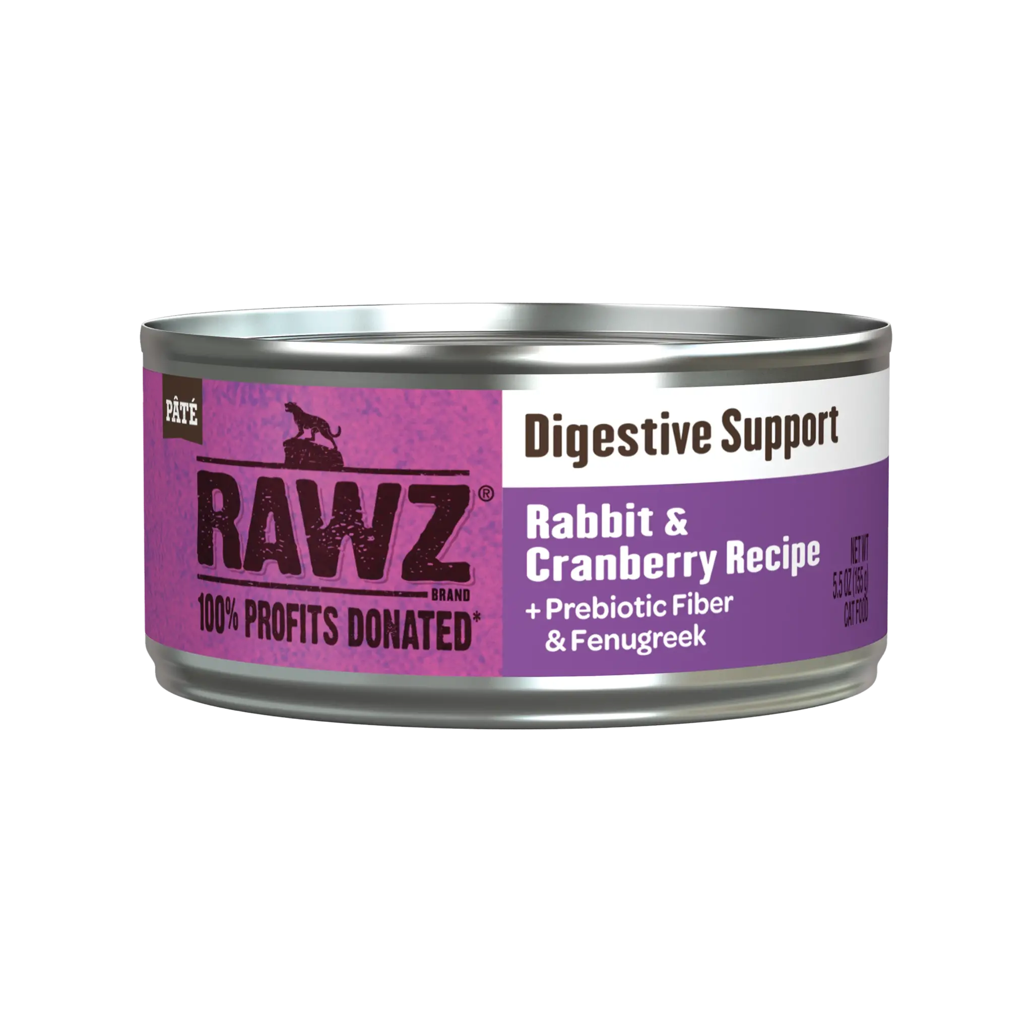 RAWZ Cat Can Digestive Support Rabbit & Cranberry Box 24/5.5oz single ...