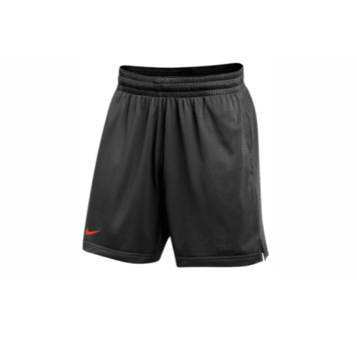 Nike Mesh 6 Inch Knit Shorts Black/Orange Swoosh - Woodberry School Store