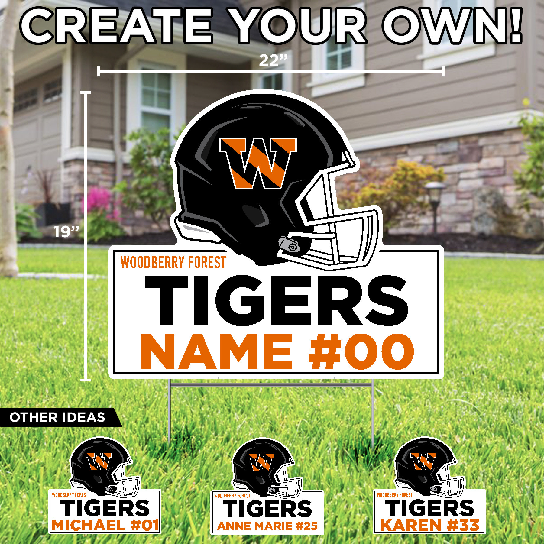 Personalize Football Yard sign - Woodberry School Store