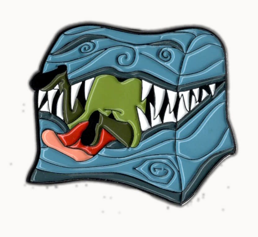 Enamel Pin: Beware the Mimic! (Dumb Ways to Die) - Sanctum Games