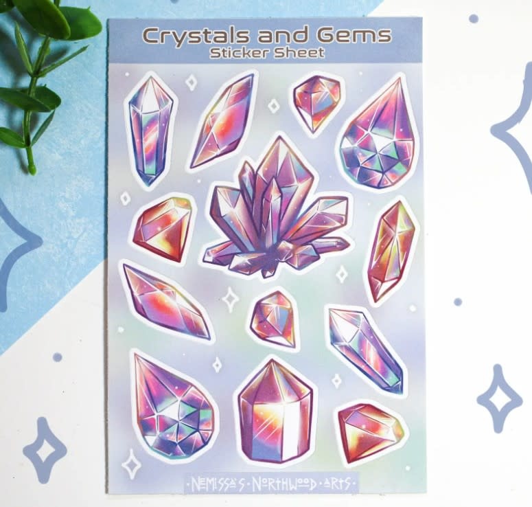 Crystals and Gems Sticker Sheet - Sanctum Games