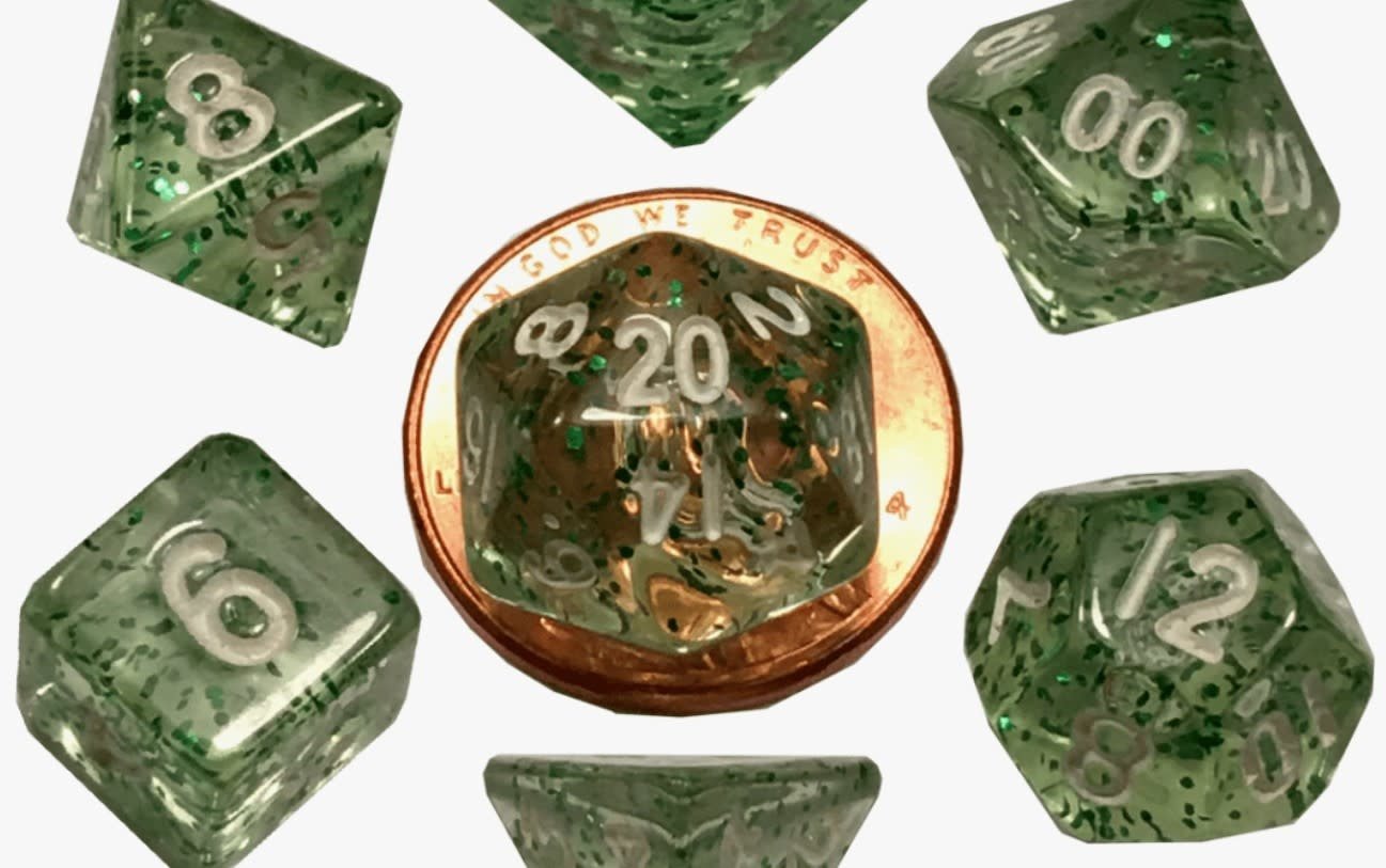 10mm Mini Acrylic Polyhedral Dice Set in Tube - Sanctum Games