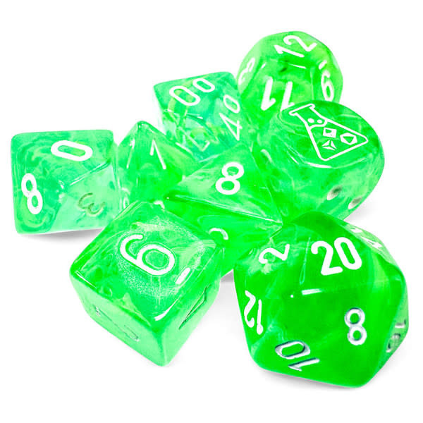 Lab Dice: Nebula Gelatinous with White Polyhedral 7-Die Set - Sanctum Games