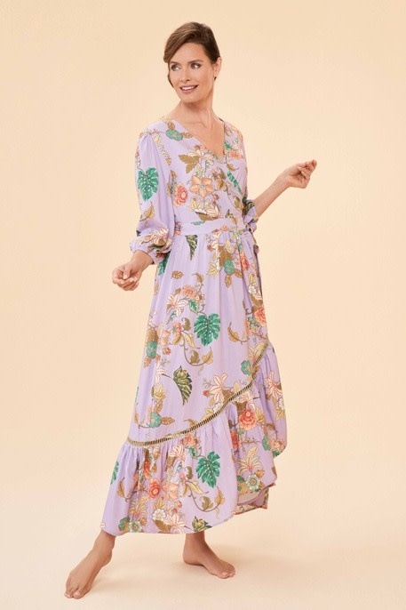 Powder Design Wrap Dress Prancing Tiger Lilac - The Periwinkle Shoppe