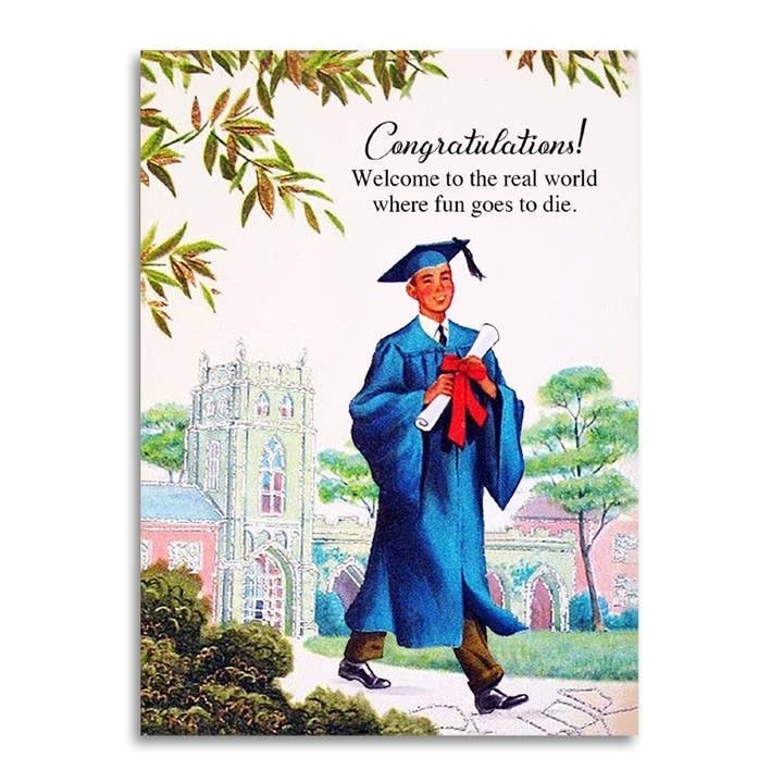 Real World Funny Graduation Card - The Periwinkle Shoppe