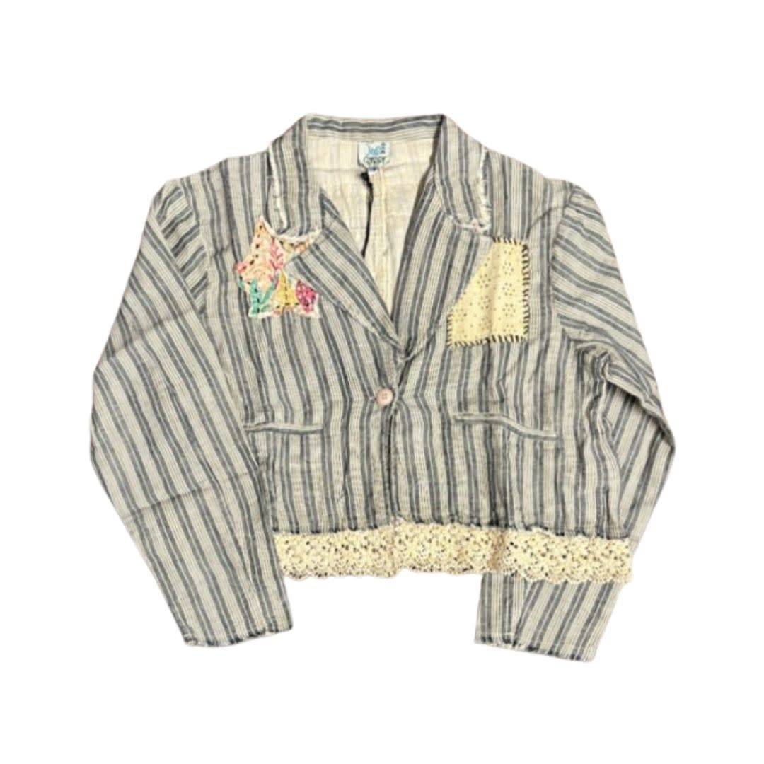 Jaded Gypsy Lined Up Boho Striped Cropped Jacket | Lace & Patchwork ...