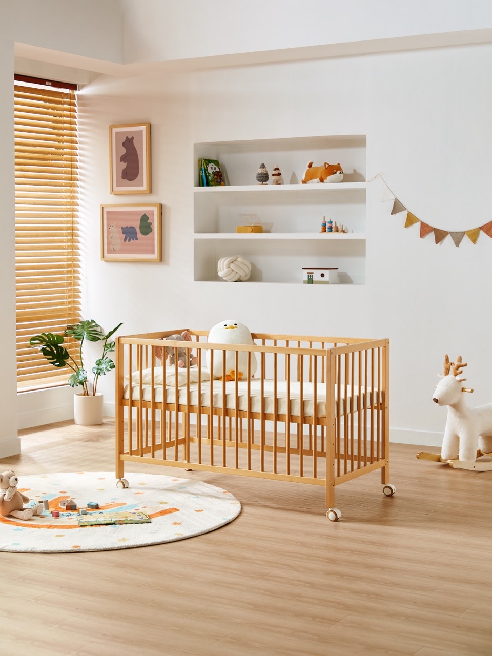 Lit pour enfant avec barrière 104x65x80 cm - Hauteur ajustable - TIKI