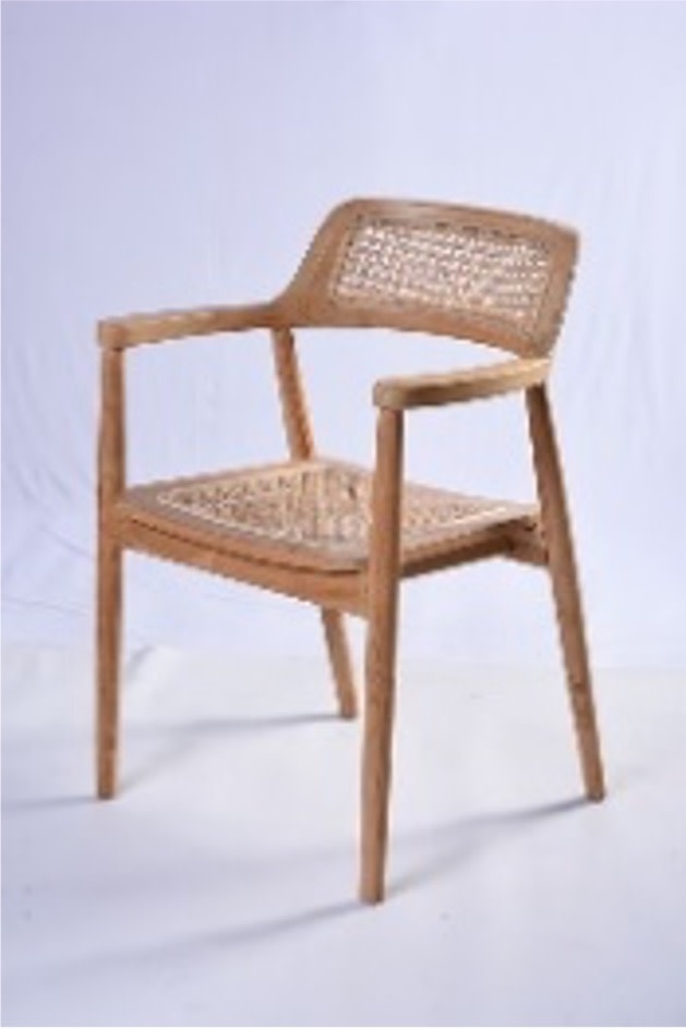 VIENA - Chaise en teck et rotin 60x57x73 cm - TIKI
