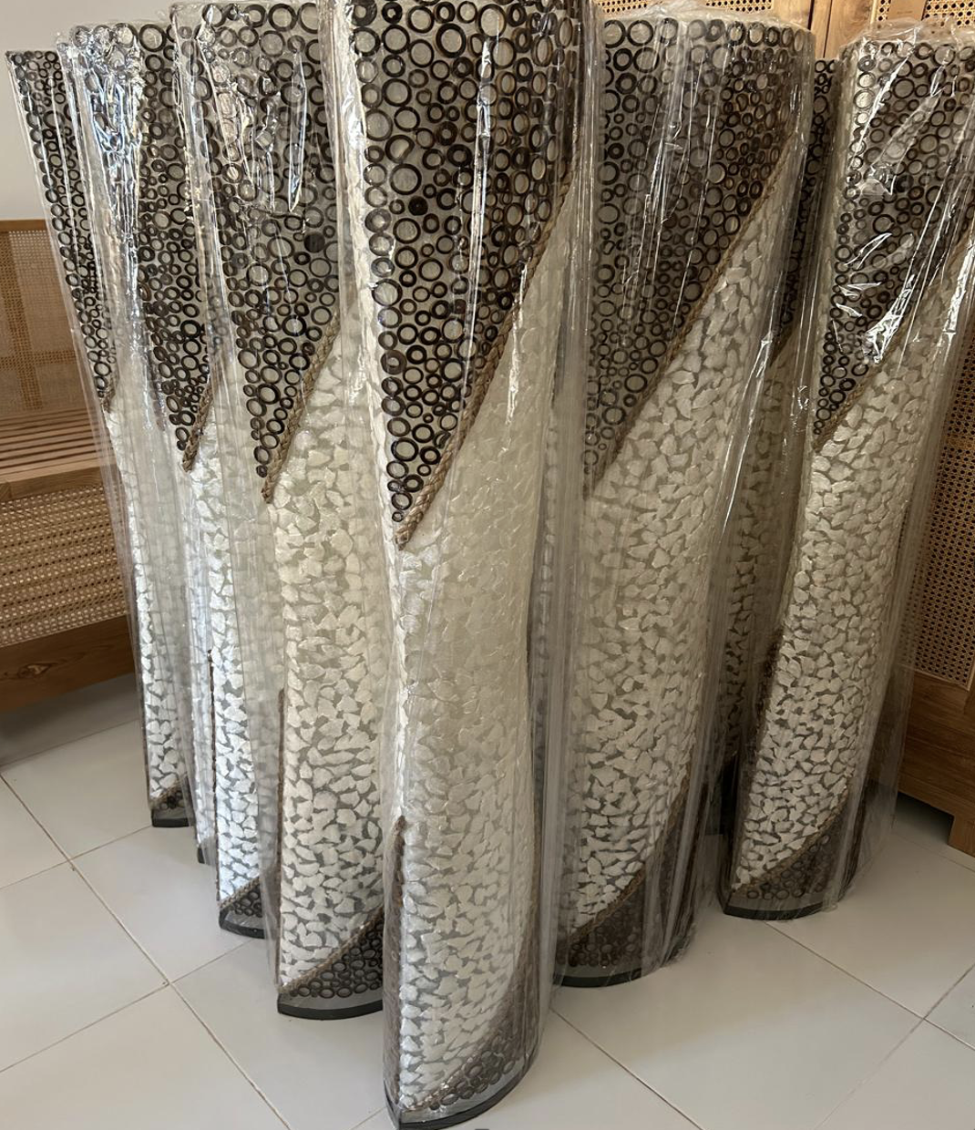 Siluit - Lampe ovale motif bambou 150 Cm - TIKI