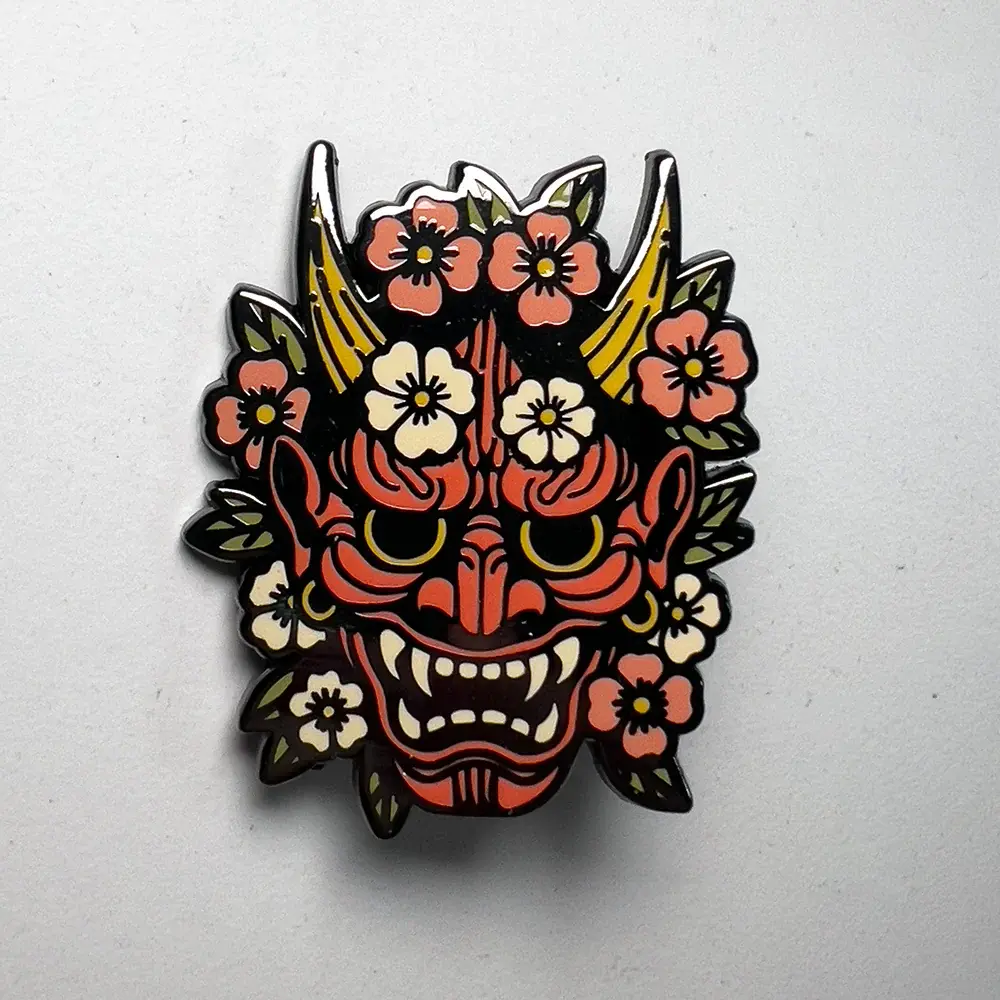 Strike Gently Co Floral Hannya Pin Strike Gently - Roonami