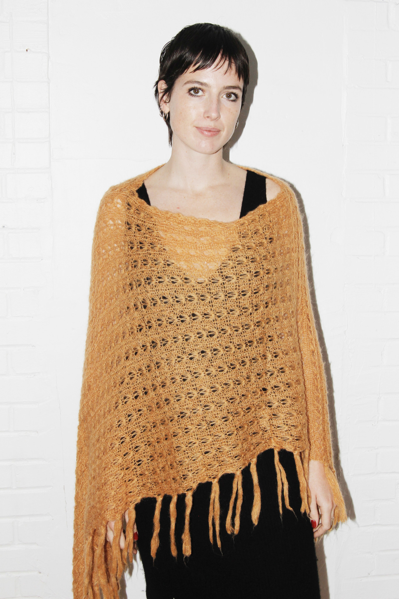 Vintage Golden Yellow Knit Shawl - CITIZEN VINTAGE