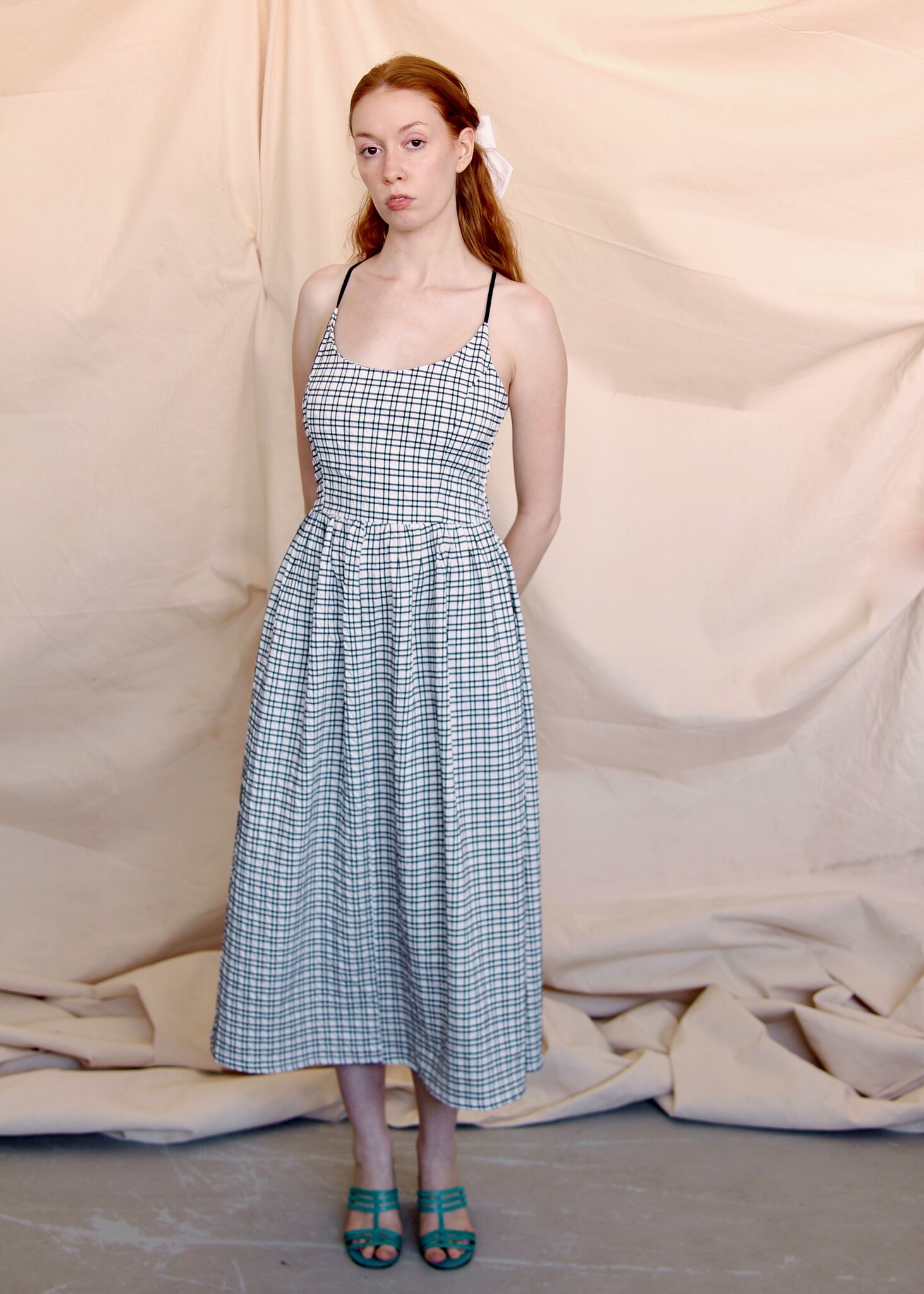 Studio Citizen Maiden Lace-up Dress - Black and White Check - CITIZEN VINTAGE