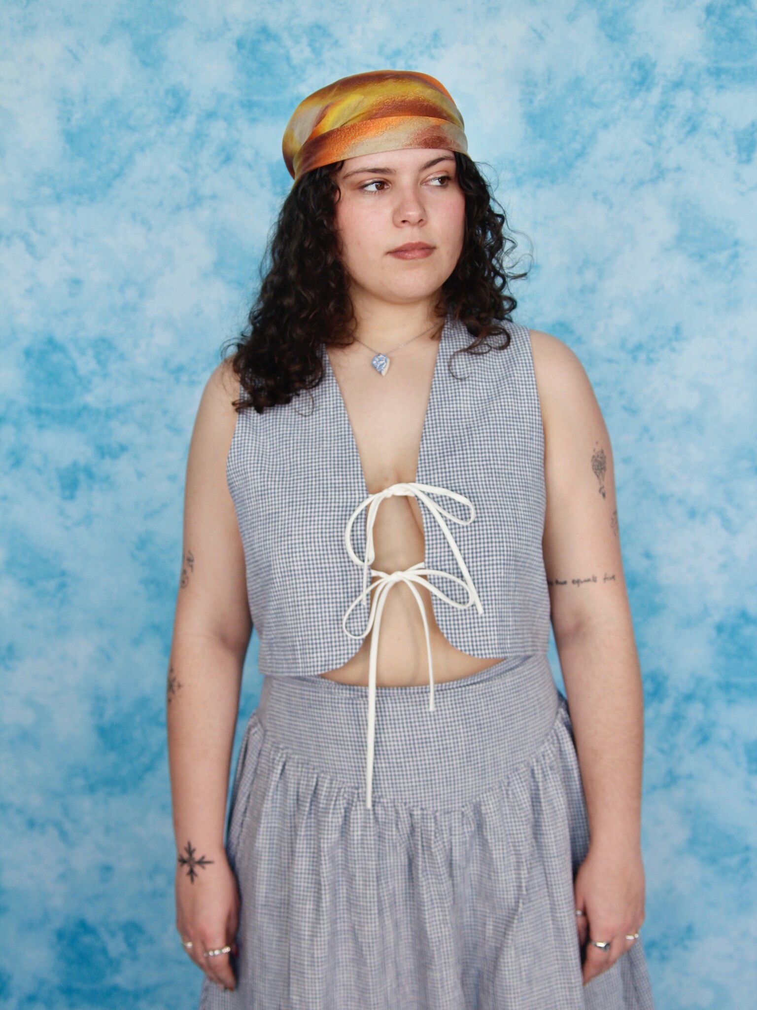 Studio Citizen Fitted Vest in Blue Gingham - CITIZEN VINTAGE