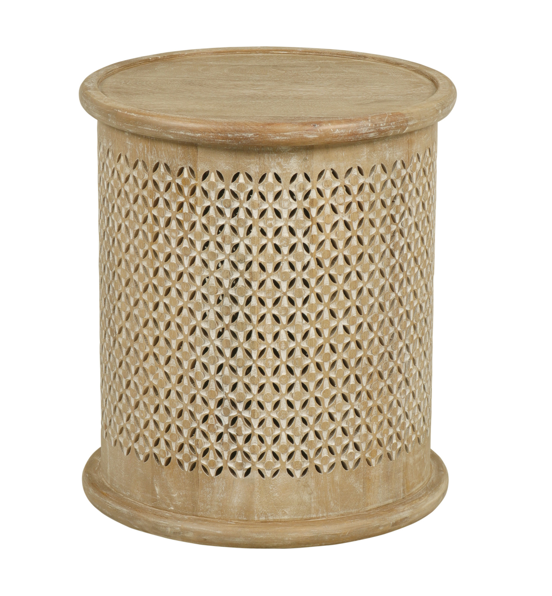 Carver Round Side Table New White Wash - Jes & Gray Living
