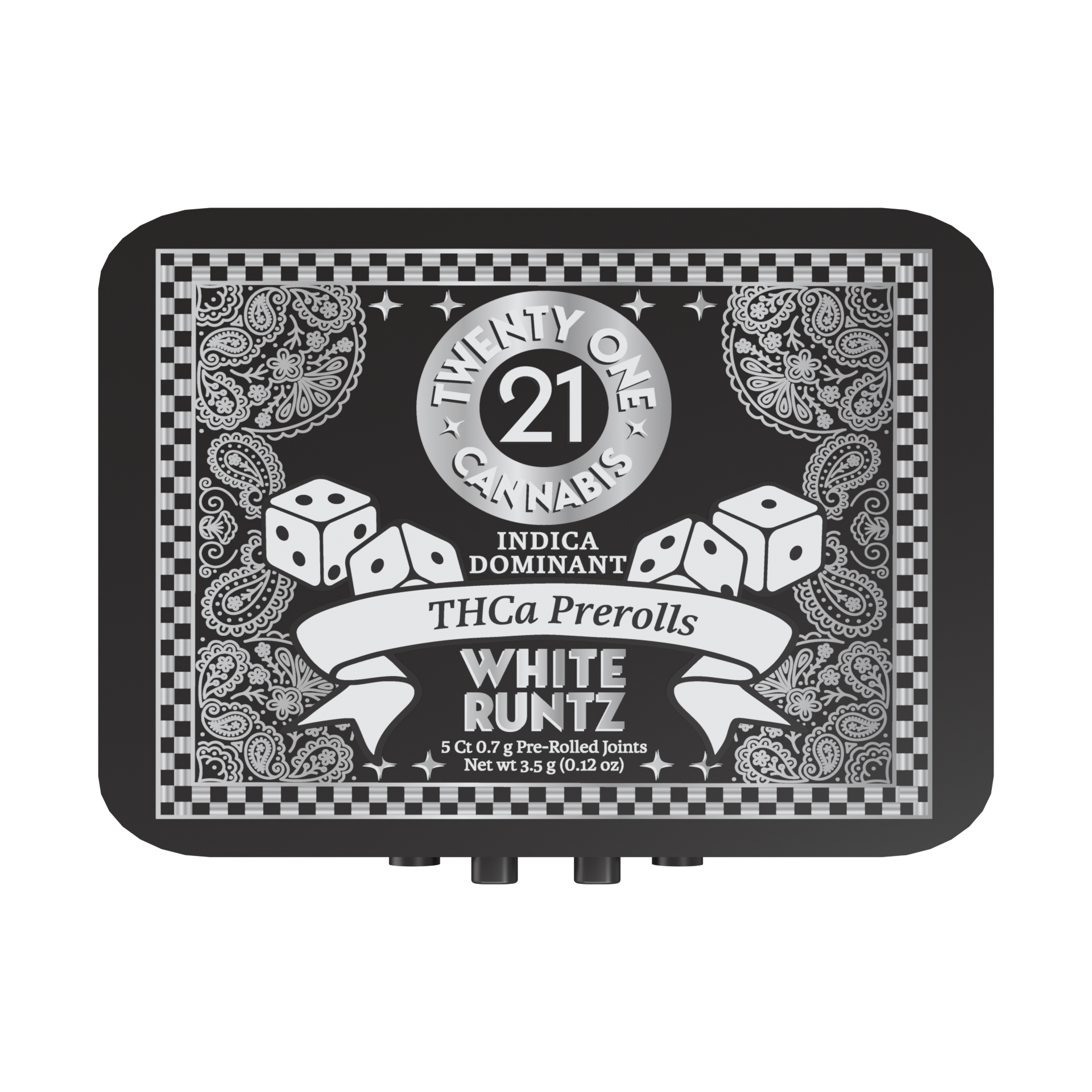 Twenty One Twenty One Pre Rolls 3.5g THCa White Runtz 5 Ct Tin (Indica ...