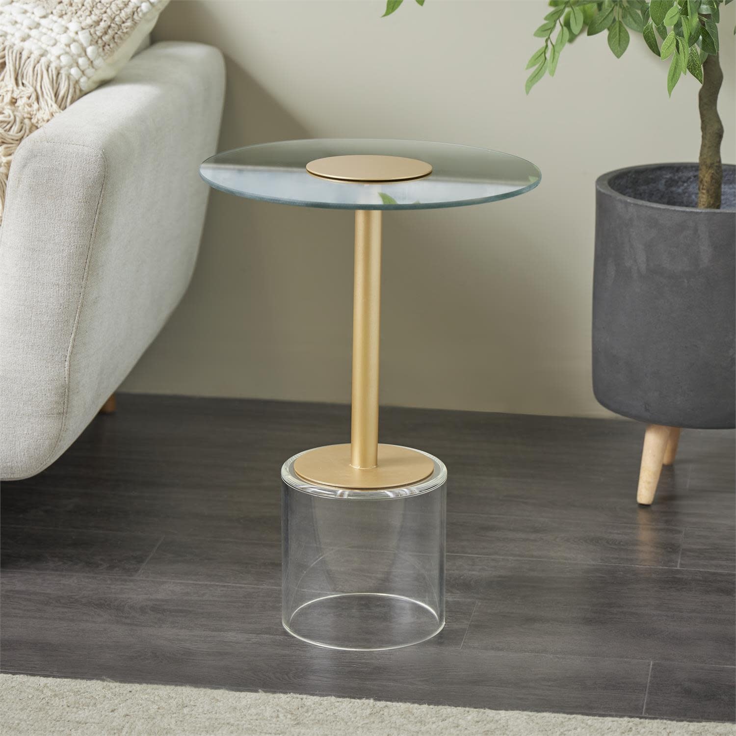 Acrylic Metal Accent Table 16Wx22H (H1UM) - Furniture Walk