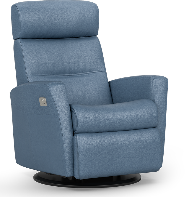Divani Power Recliner T428 Lake Blue Leather (I2L/SP) - Furniture Walk
