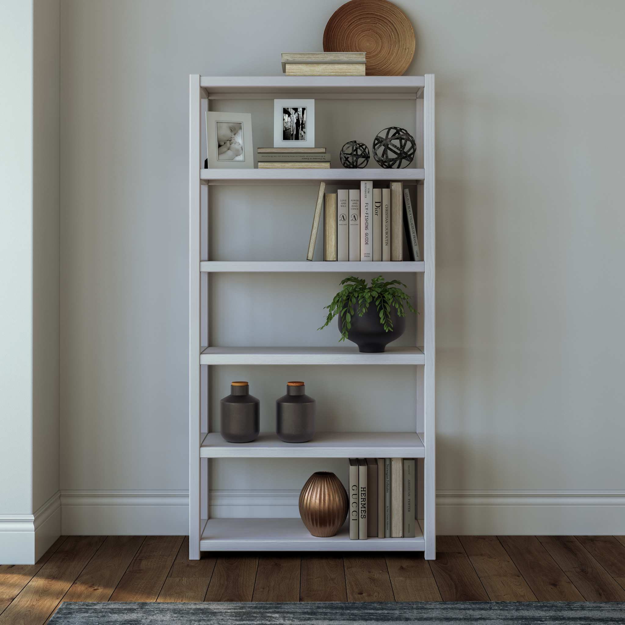 Greenport 72" Bookcase Brushed White - Furniture Walk