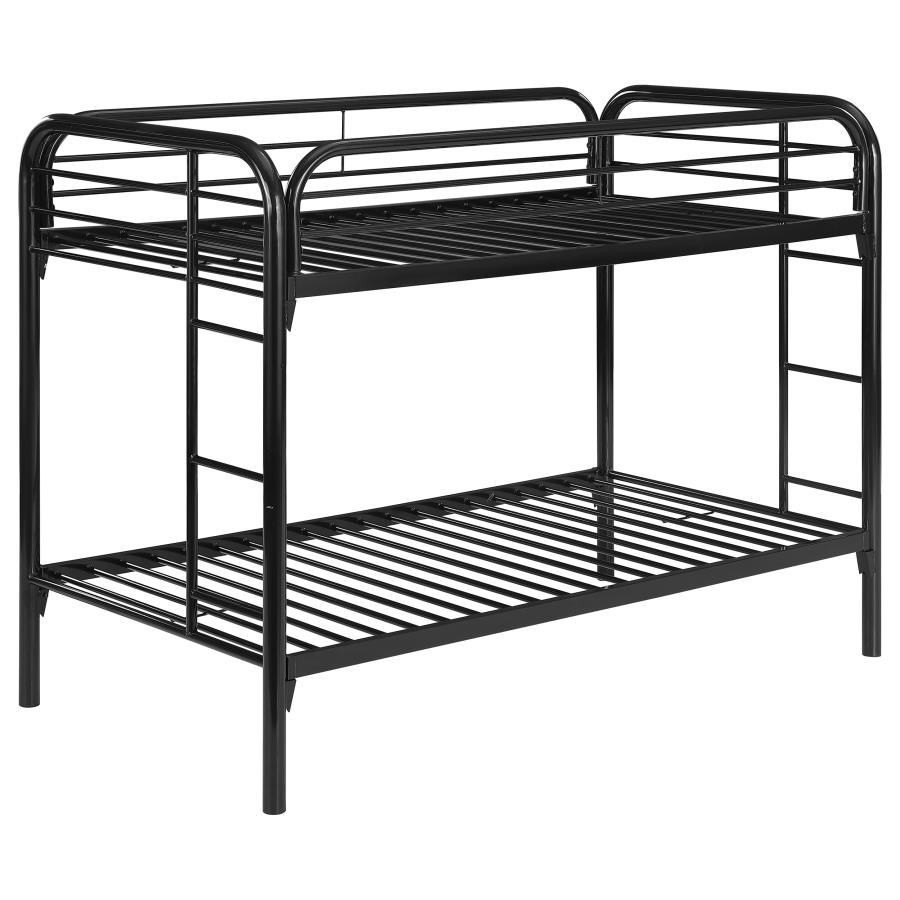 Morgan Metal Twin Over Twin Bunk Bed Black - Furniture Walk