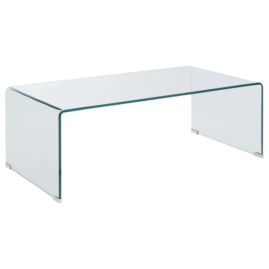 Ripley Rectangular Tempered Bent Glass Coffee Table Clear - Furniture Walk