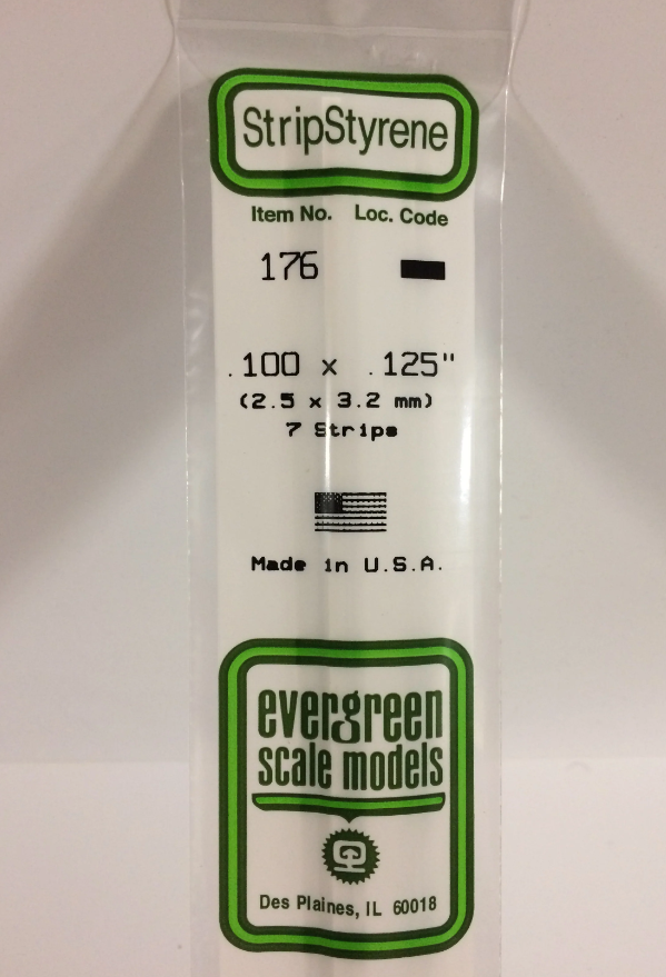 Evergreen 176 - .100" X .125" X 14" OPAQUE WHITE POLYSTYRENE STRIP (7 ...