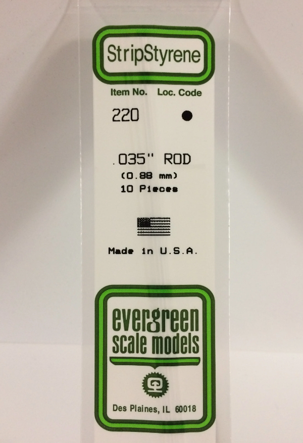 Evergreen 220 - .035" (.88MM) X 14" OPAQUE WHITE POLYSTYRENE ROD (10 ...