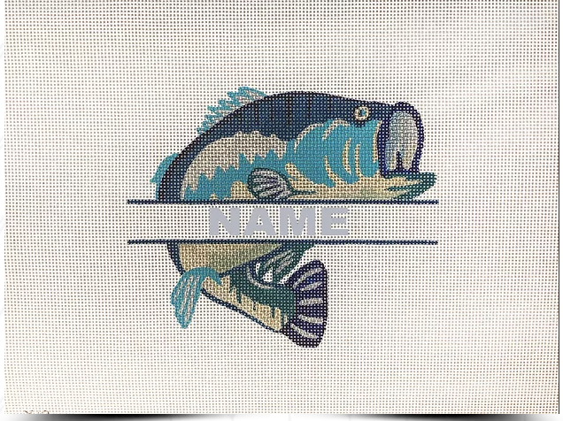 Fishing Name Plate - Oasis Needlepoint Designs