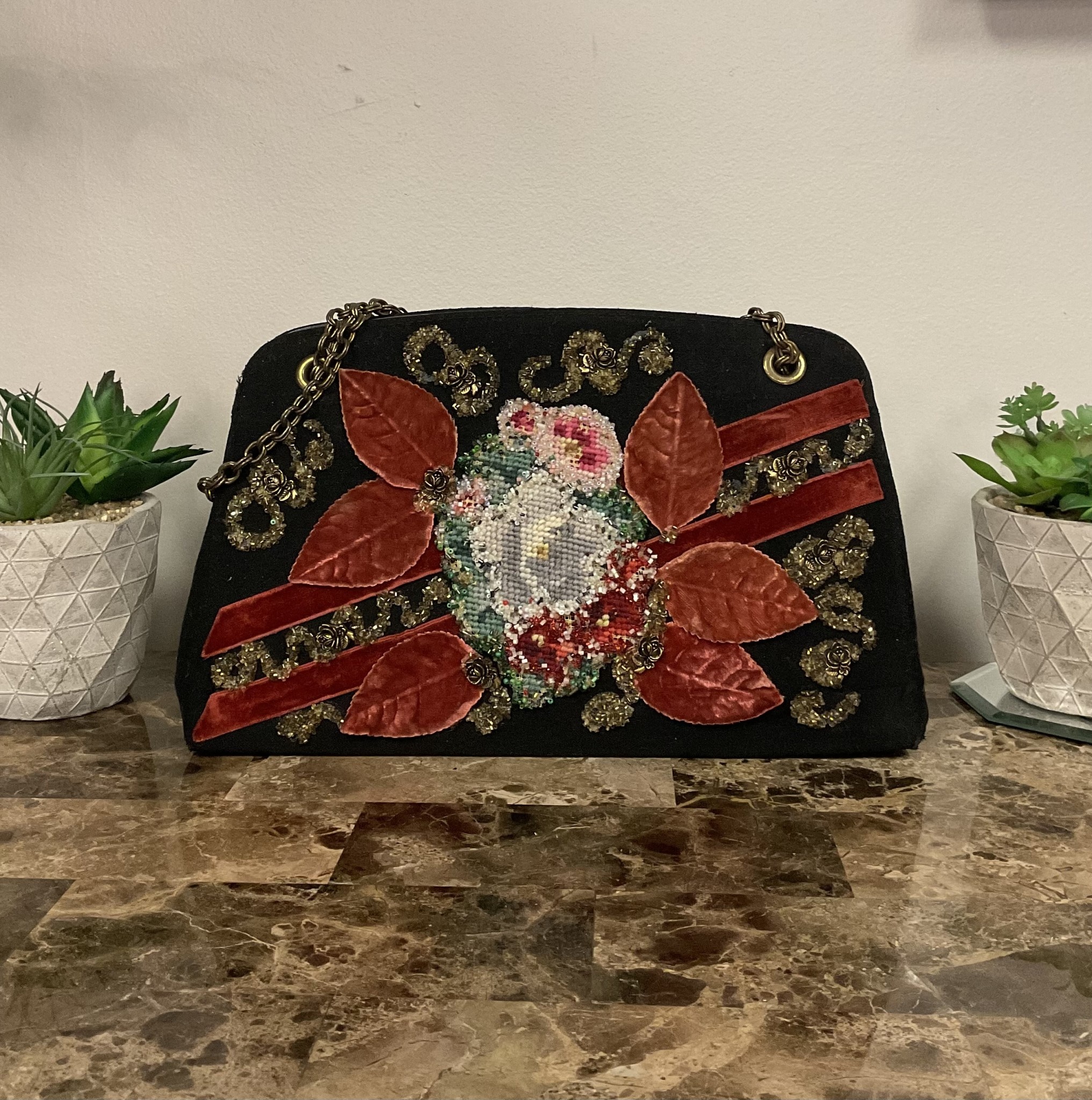 Floral Beaded vintage bag - d3 Creative Concepts, LLC