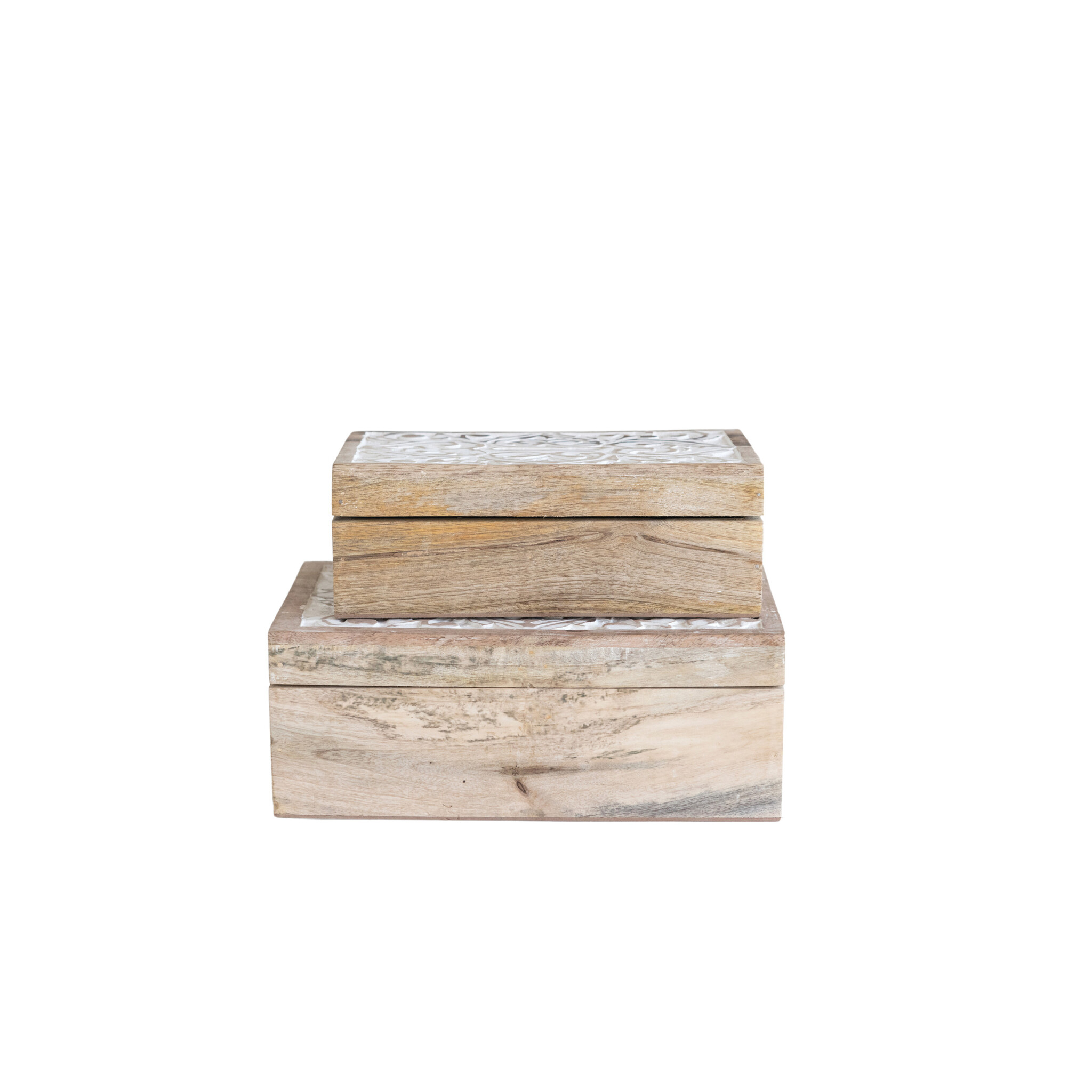 Large Hand Carved Mango Wood Box - Styron & Hughes Interiors eCommerce